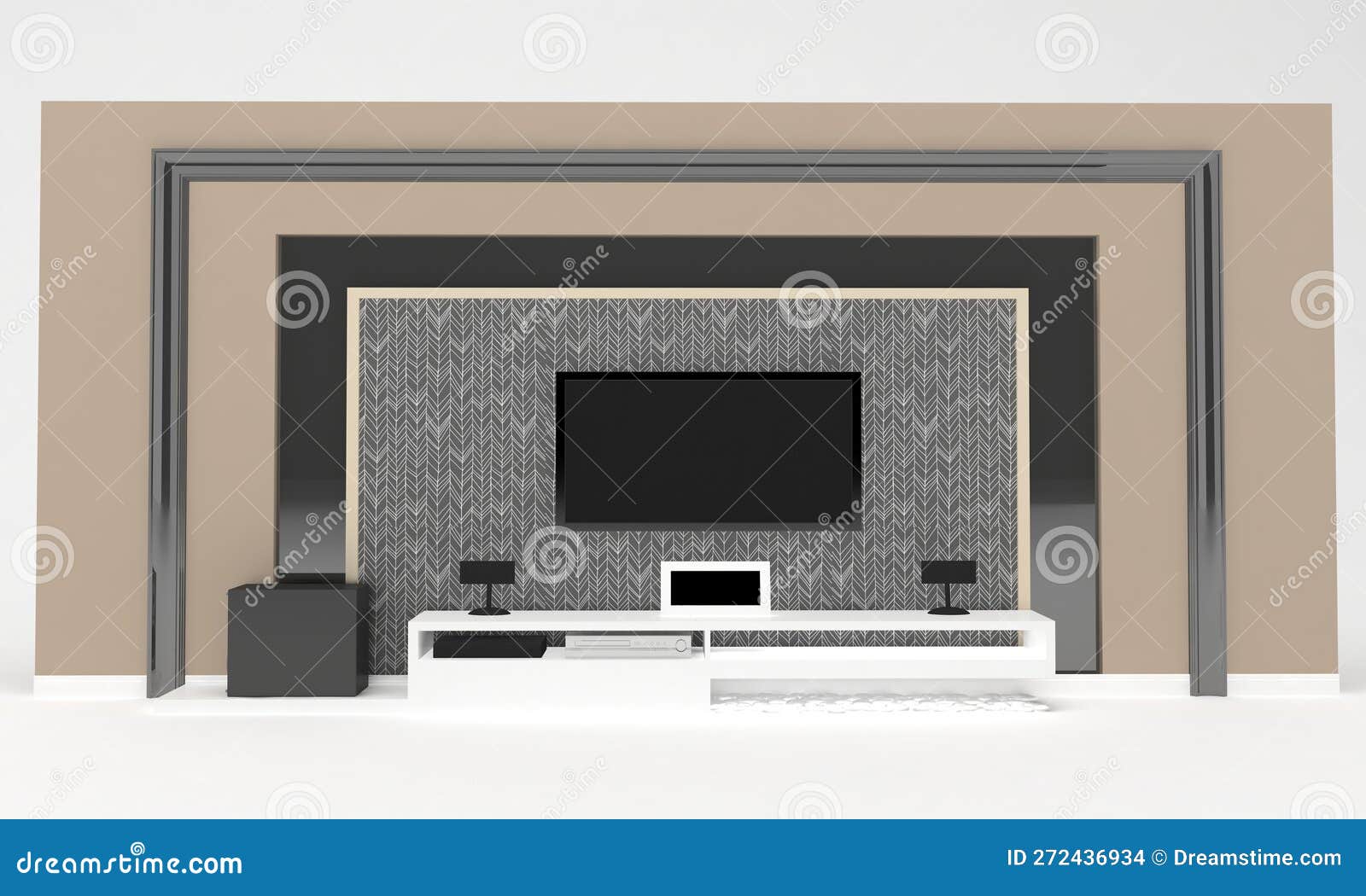 LCD TV Rack Interior Media Wall Stock Illustration - Illustration of ...