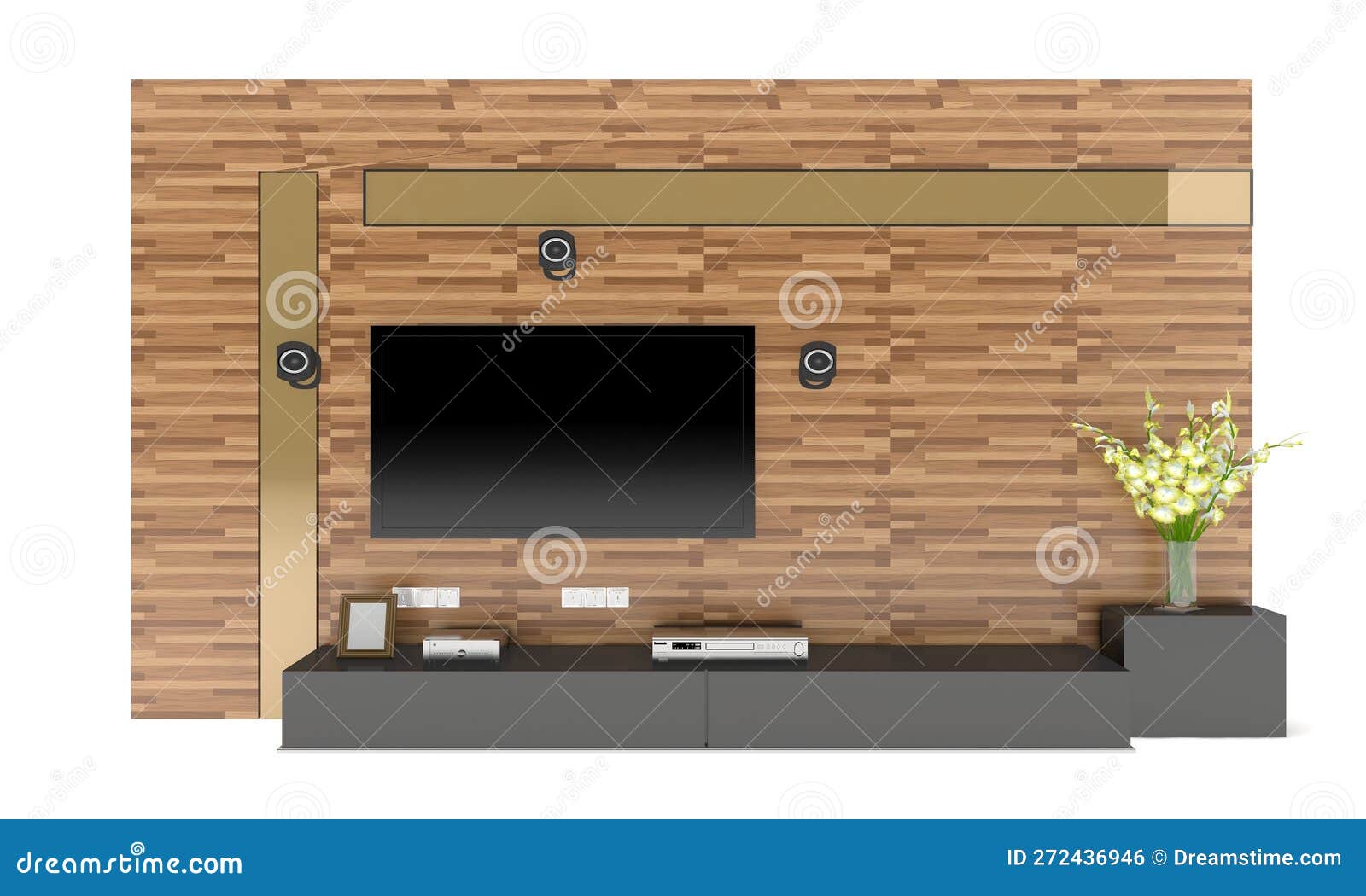 LCD TV Rack Interior Media Wall Stock Photo - Image of bookcase, room ...