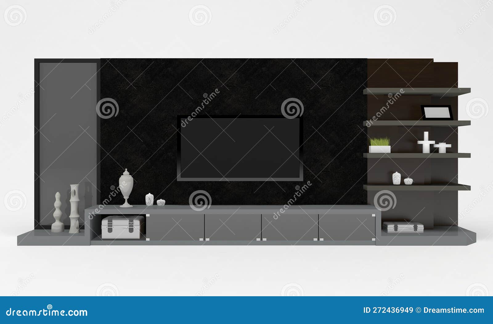 LCD TV Rack Interior Media Wall Stock Illustration - Illustration of ...