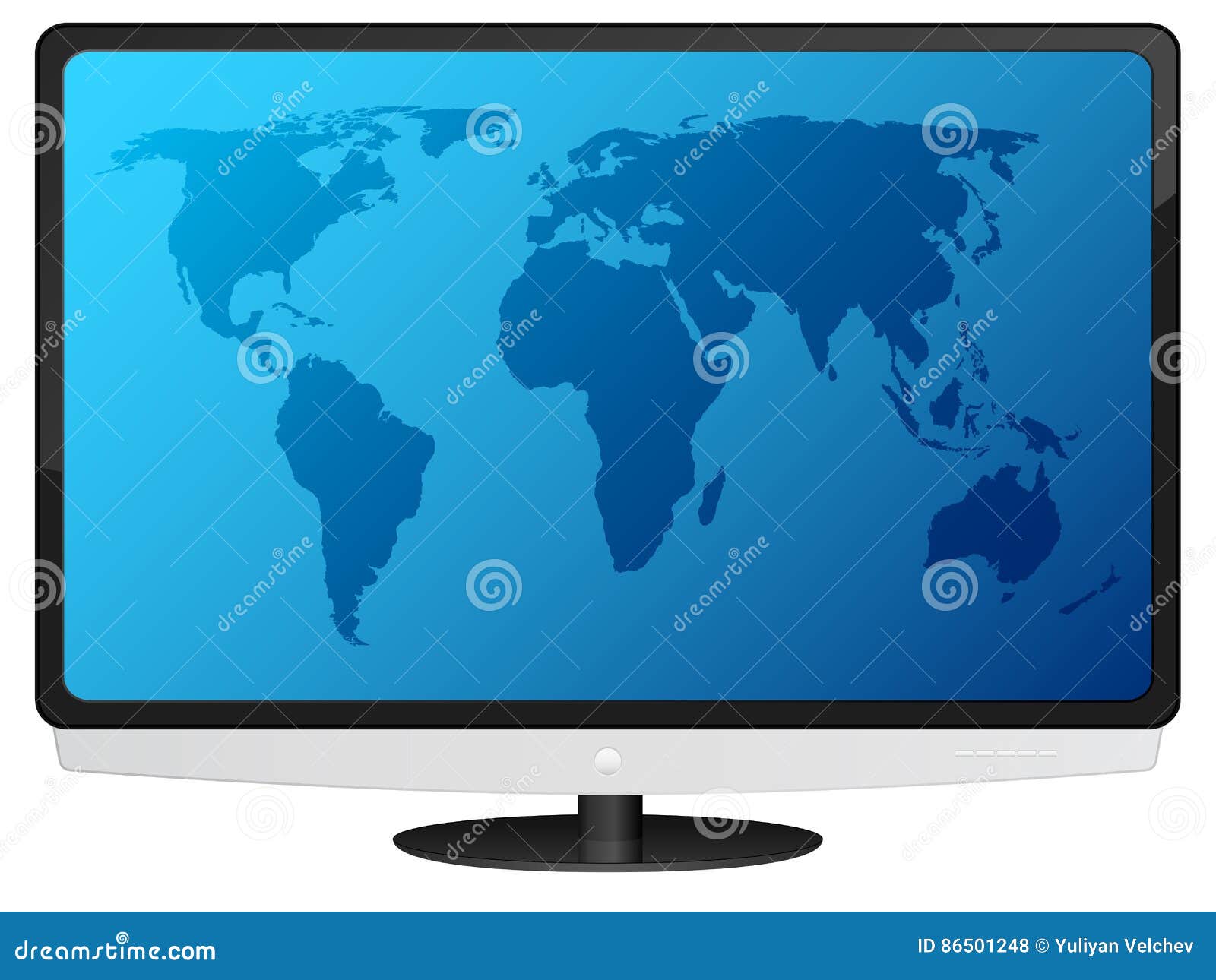 Lcd tv with world map stock vector. Illustration of screen - 86501248