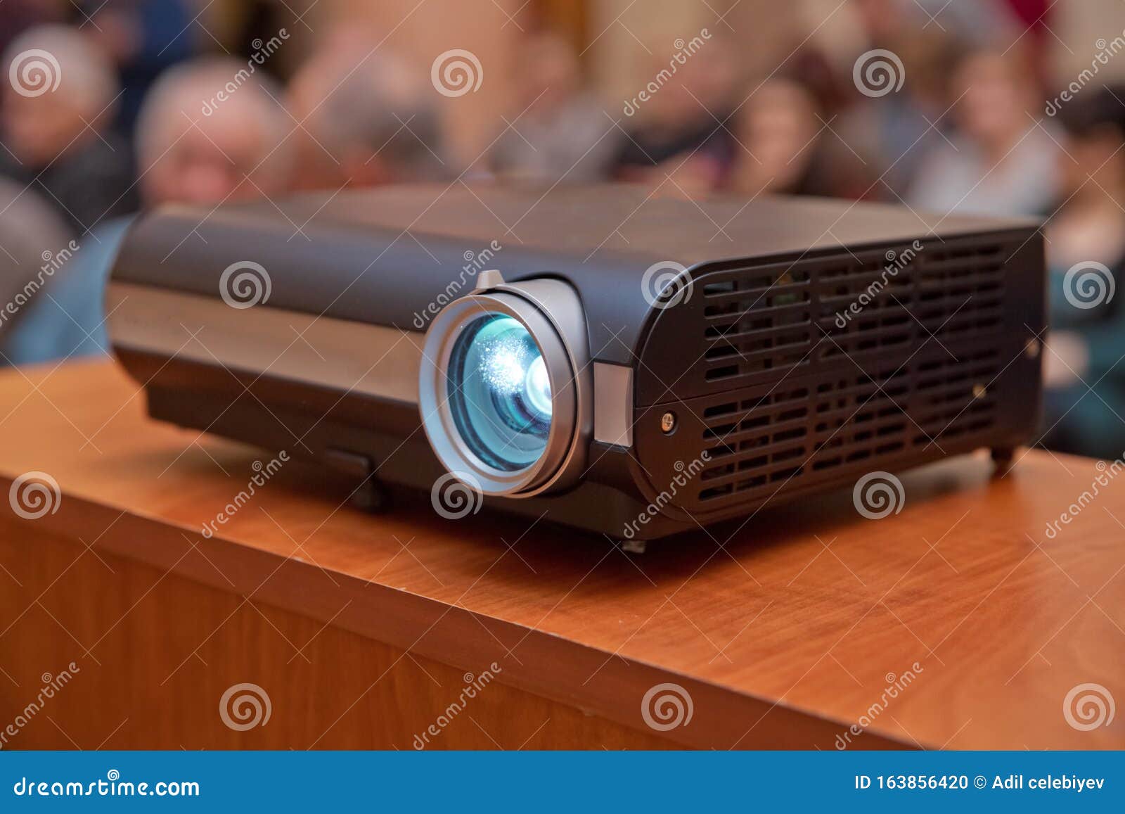 LCD Video Projector at Business Conference or Lecture in Office with ...