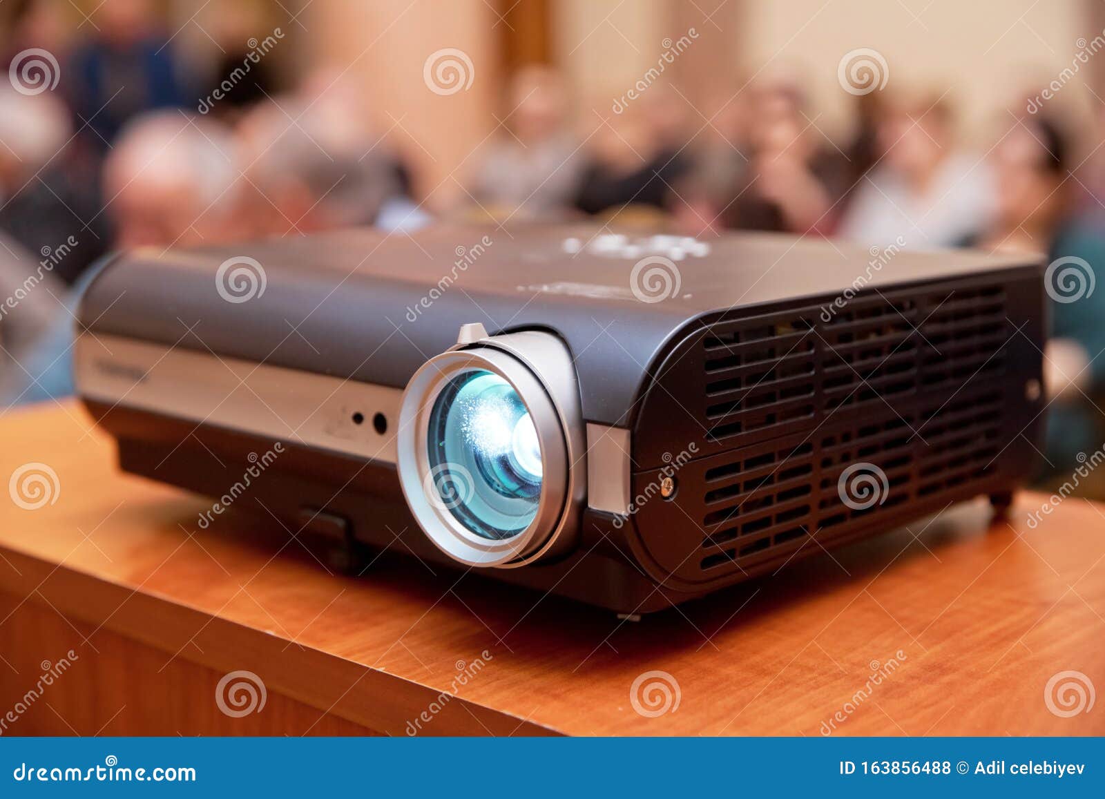 LCD Video Projector at Business Conference or Lecture in Office with ...