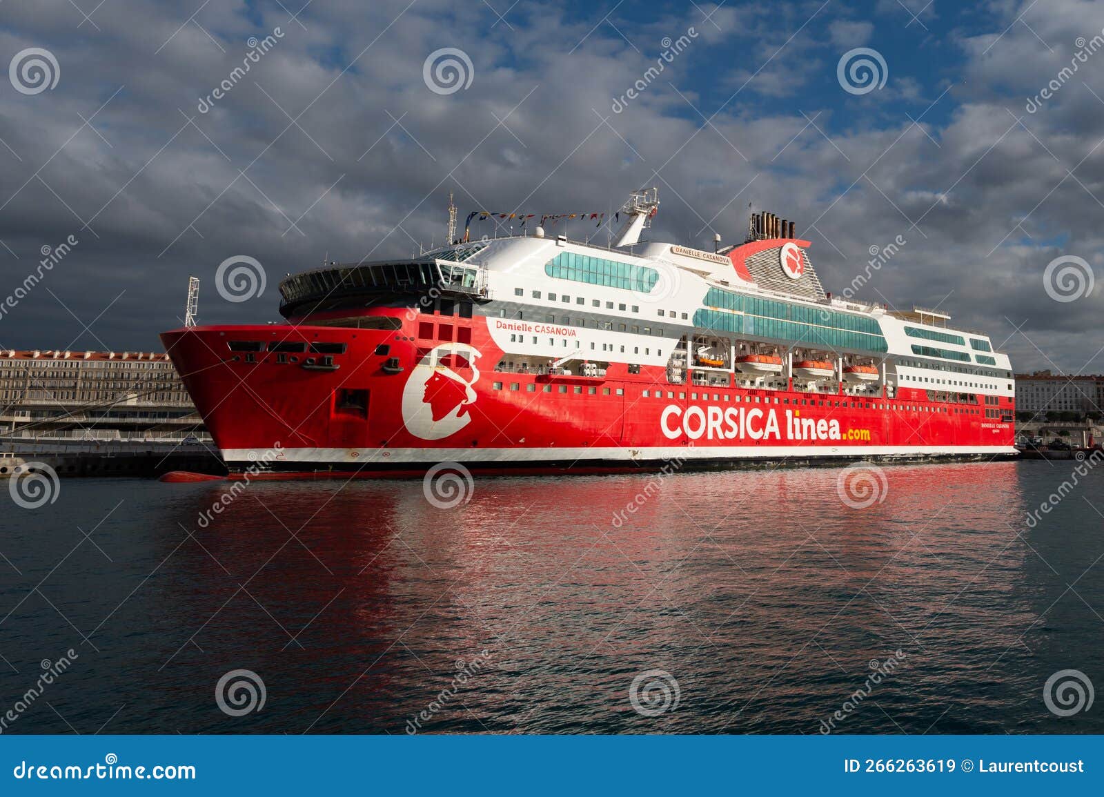 Marseille, France - 05-01-2023: a Red Corsica Linea Ferry is Docked in ...