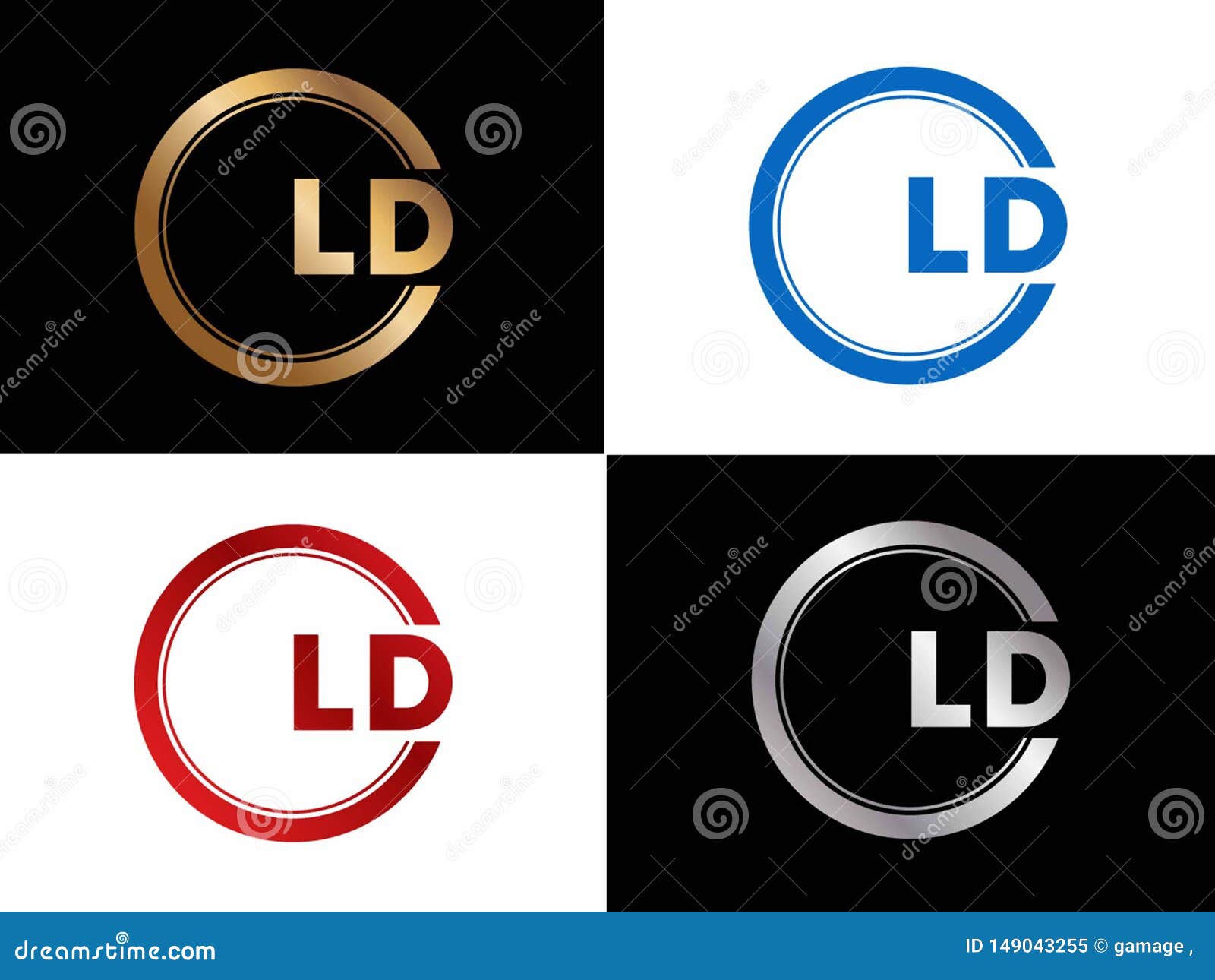 LD Initial Circle Shape Gold Color Later Logo Design Stock Vector ...