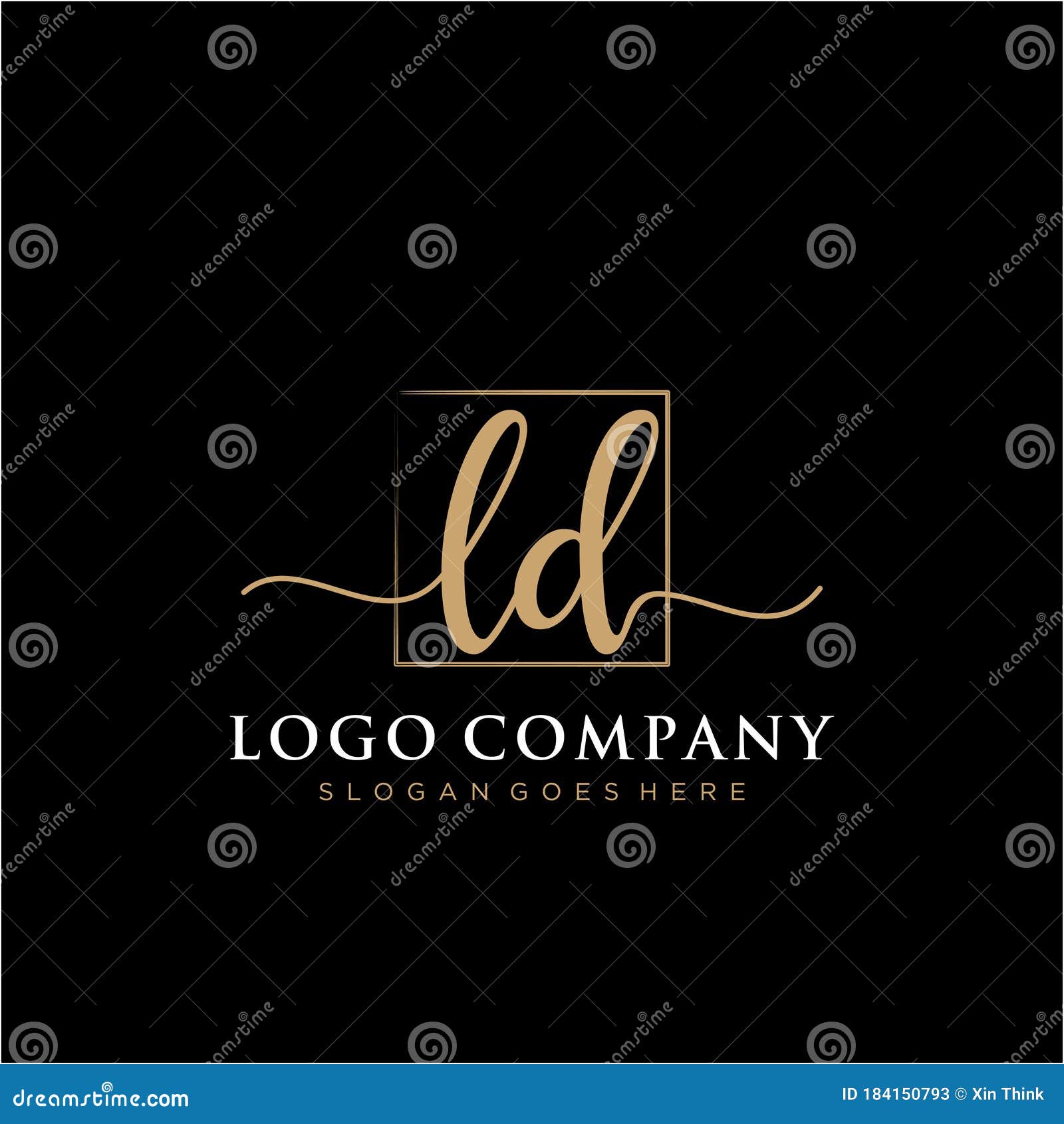 LD Initial Handwriting Logo with Rectangle Template Vector Stock Vector ...