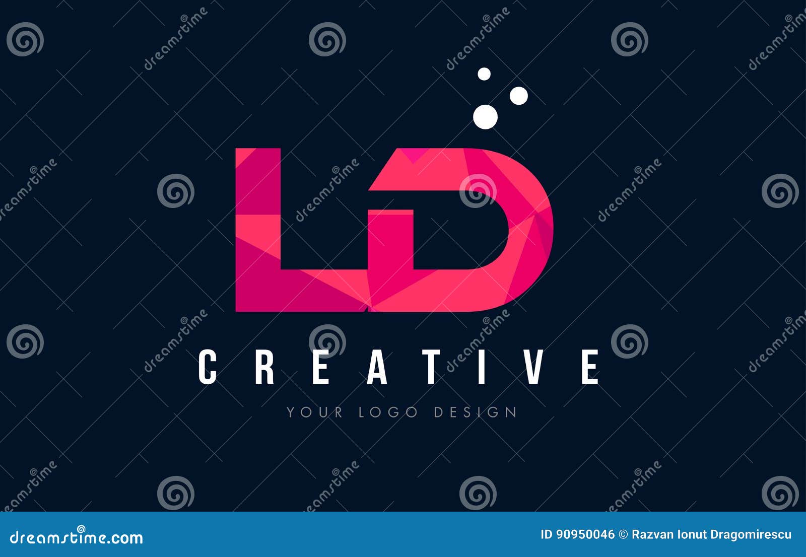 LD L D Letter Logo with Purple Low Poly Pink Triangles Concept Stock ...