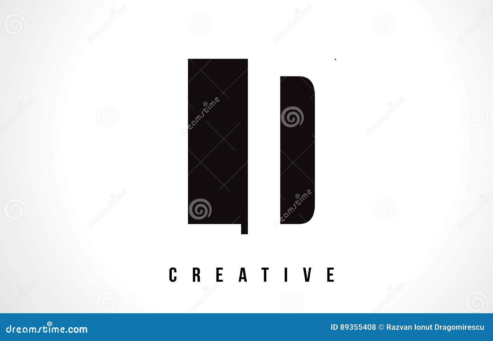 LD L D White Letter Logo Design with Black Square. Stock Vector ...