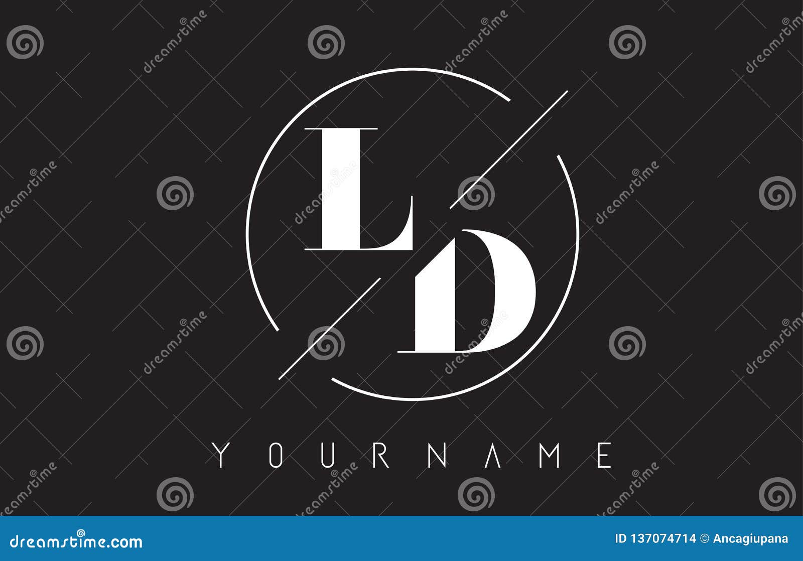 LD Letter Logo with Cutted and Intersected Design Stock Vector ...