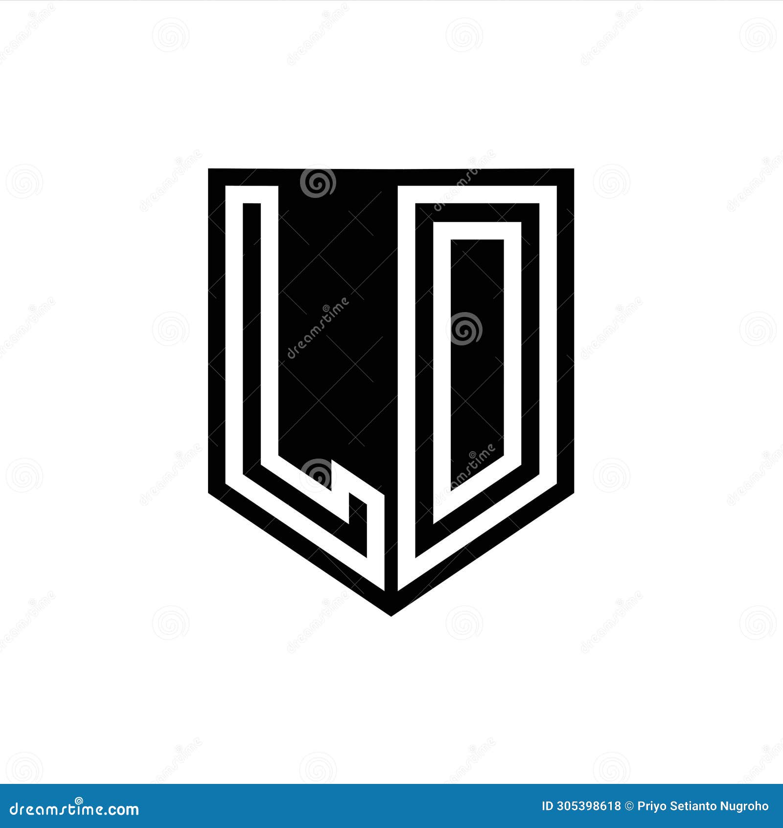LD Letter Logo Monogram Shield Geometric Line Inside Shield Design ...