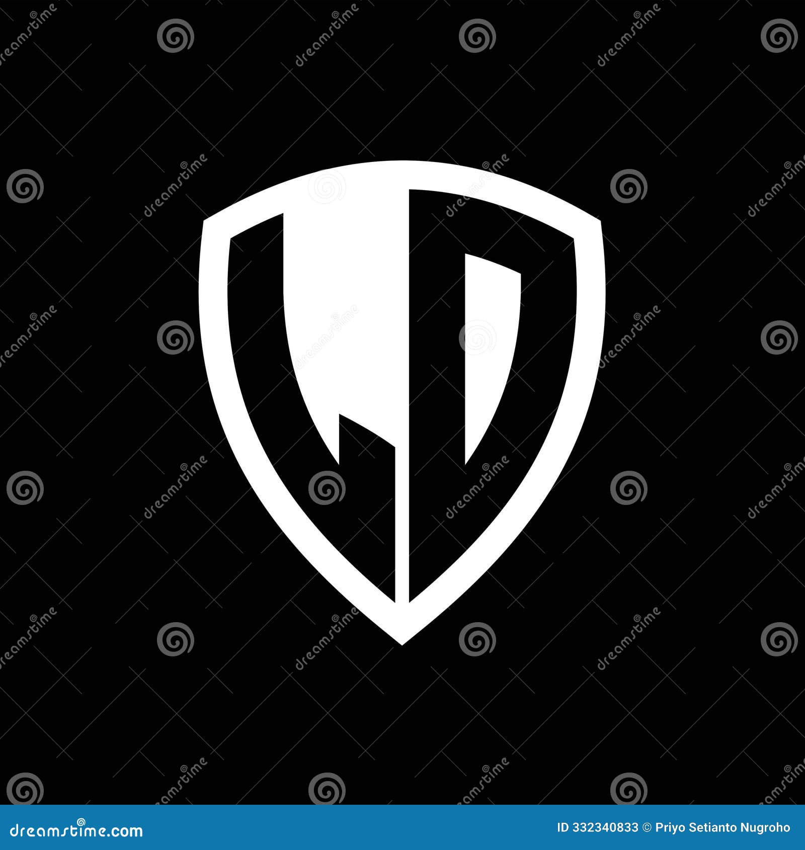 LD Monogram Logo with Bold Letters Shield Shape with Black and White ...