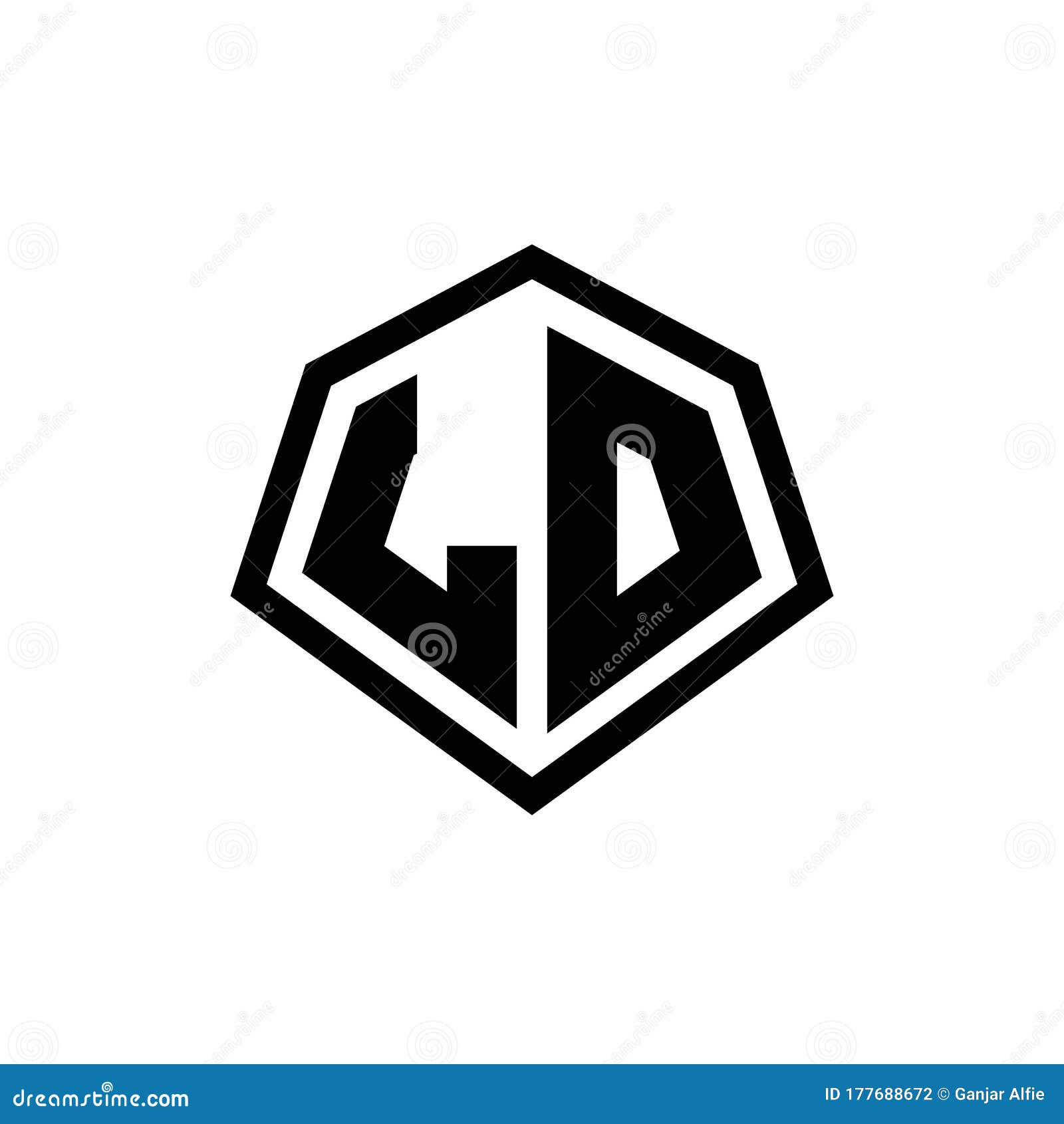 LD Monogram Logo with Hexagon Shape and Line Rounded Style Design ...