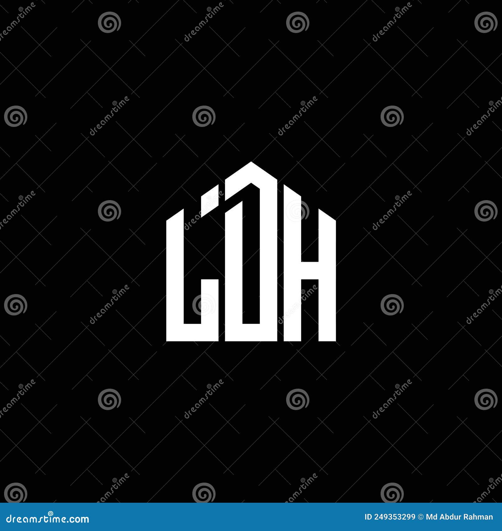 LDH Letter Logo Design on BLACK Background. LDH Creative Initials ...
