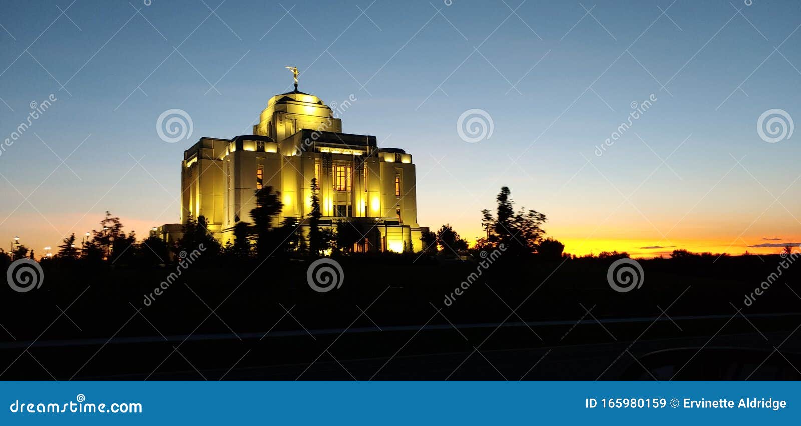 LDS Temple at Sunset stock image. Image of sunset, building - 165980159
