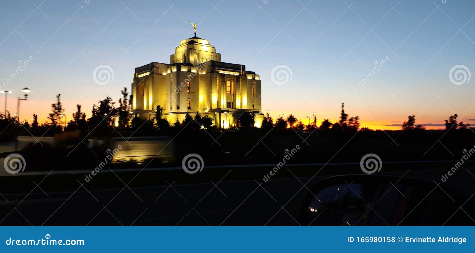 LDS Temple at Sunset stock photo. Image of sunset, temple - 165980158