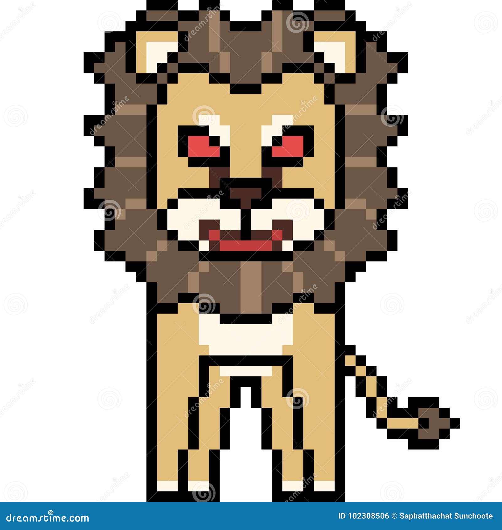 León Del Arte Del Pixel Del Vector Ilustración del Vector - Ilustración ...