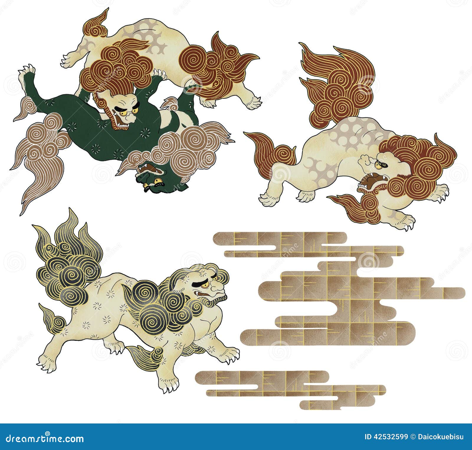 León japonés stock de ilustración. Ilustración de arte - 42532599