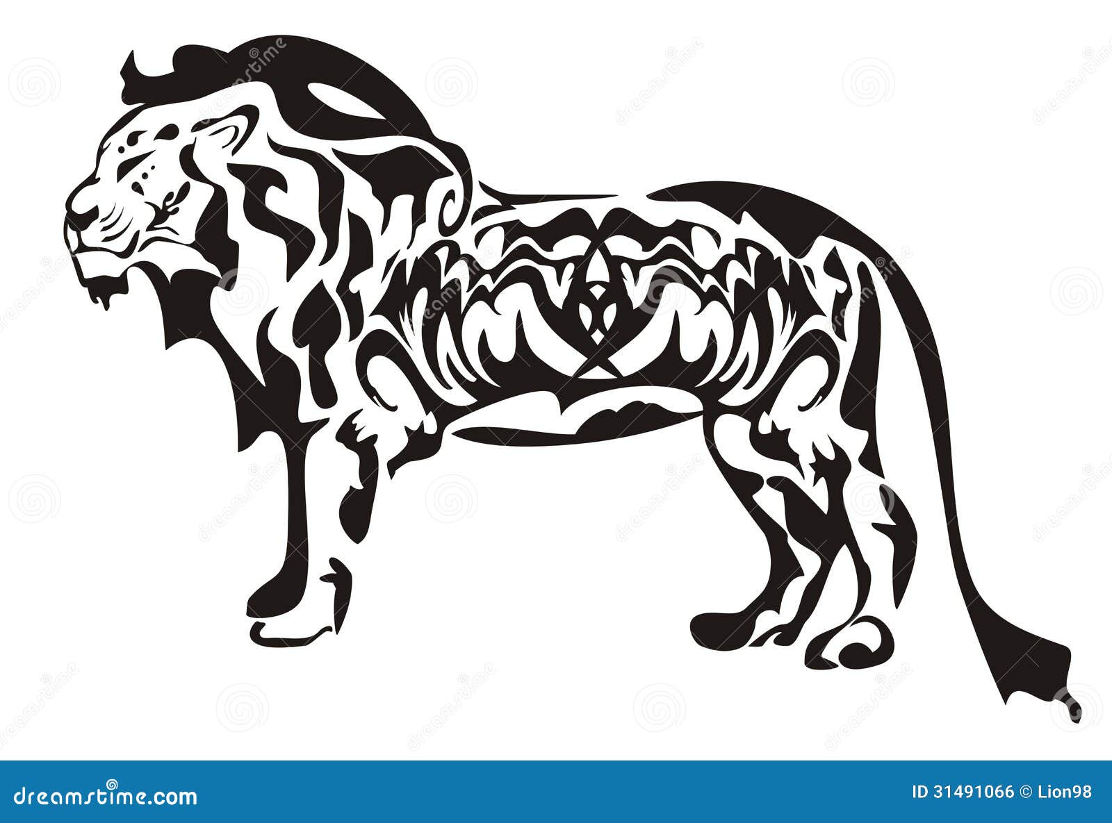 León tribal ilustración del vector. Ilustración de curva - 31491066