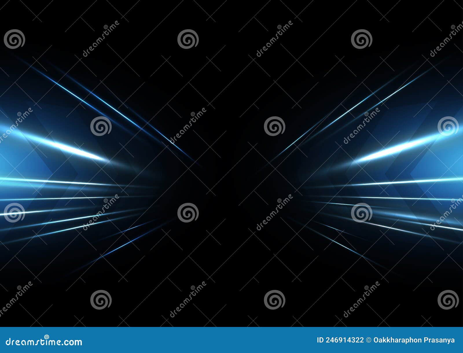 Abstract Blue Speed Light Effect on Black Background Vector ...
