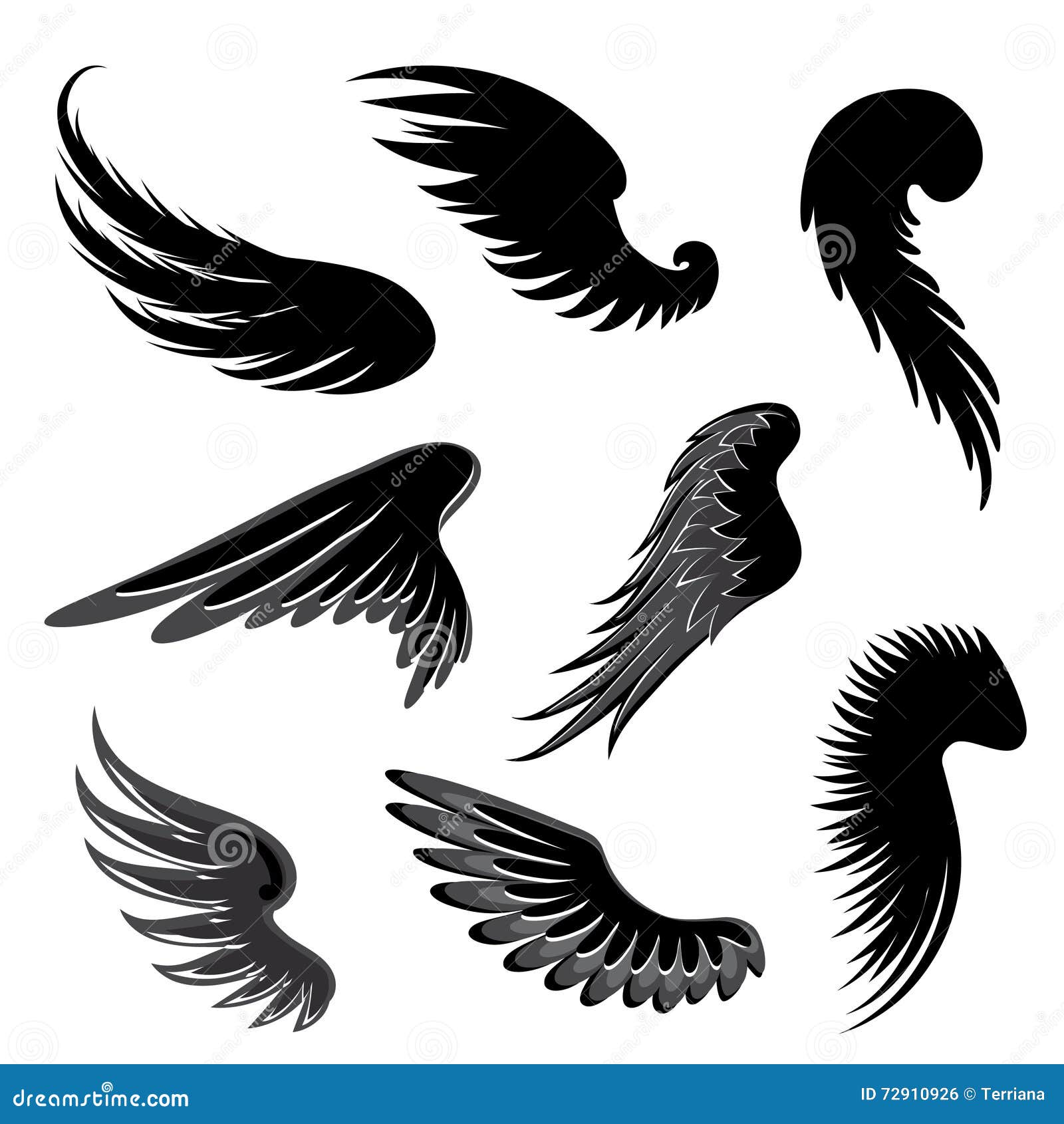 Le ali vector l'insieme illustrazione di stock. Illustrazione di nero ...
