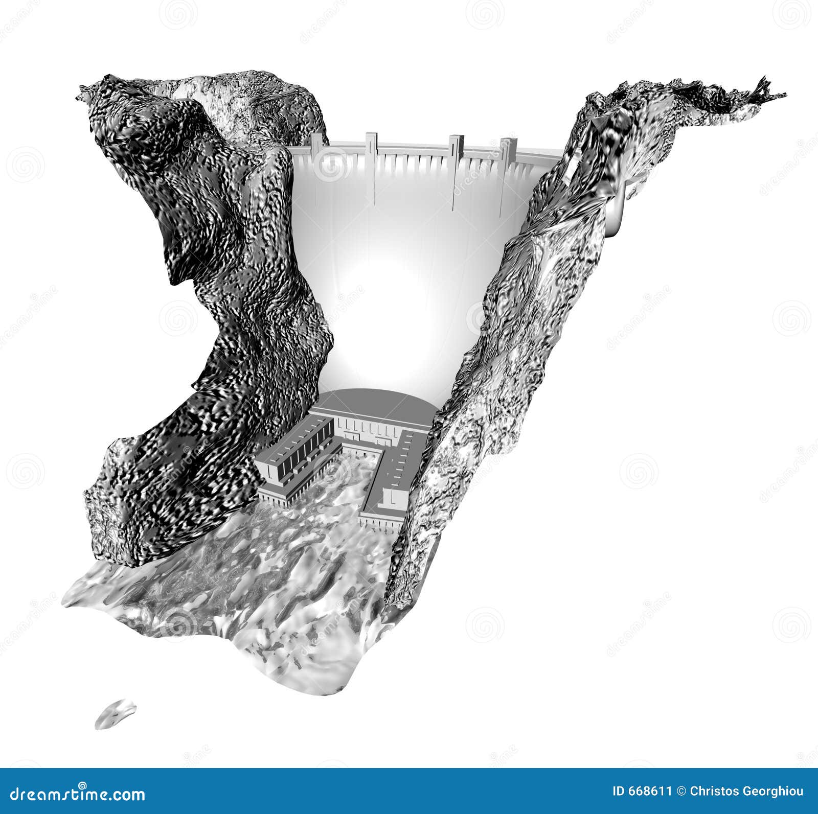 Le barrage 3d rendent illustration stock. Illustration du centrale - 668611