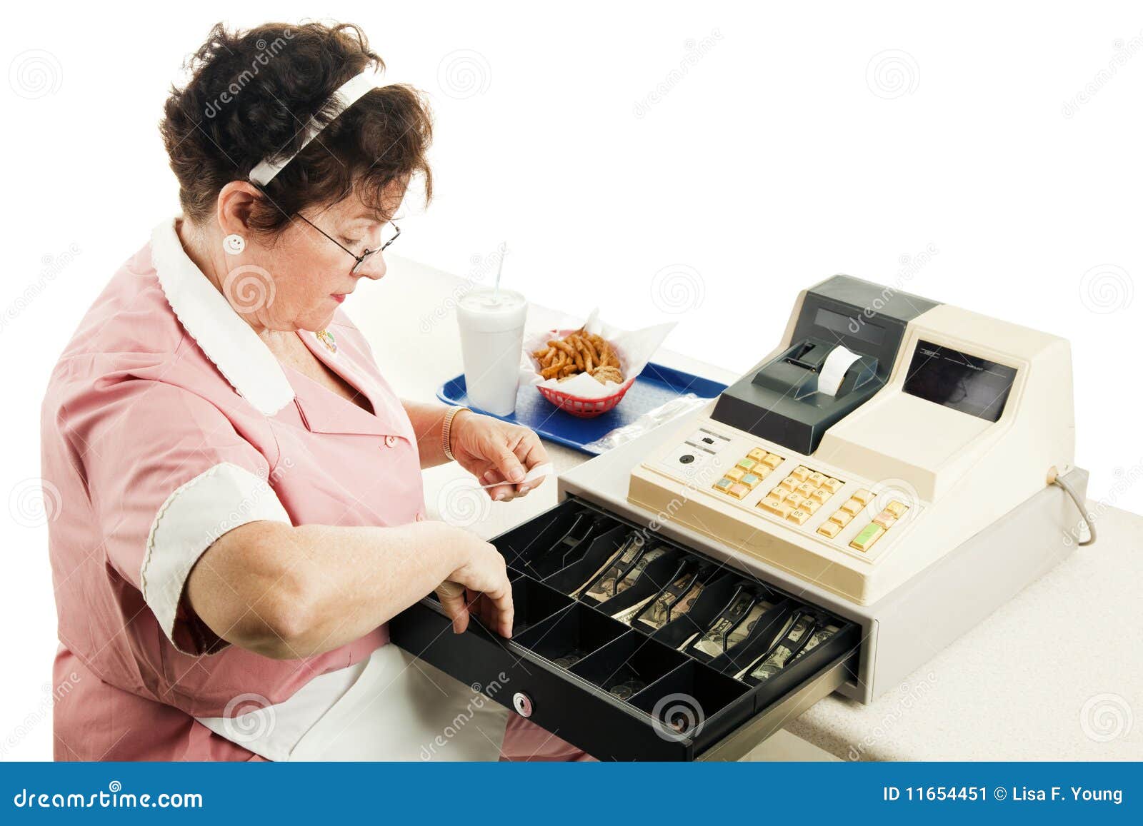 Le Caissier Apporte La Modification Image stock - Image du isolement ...