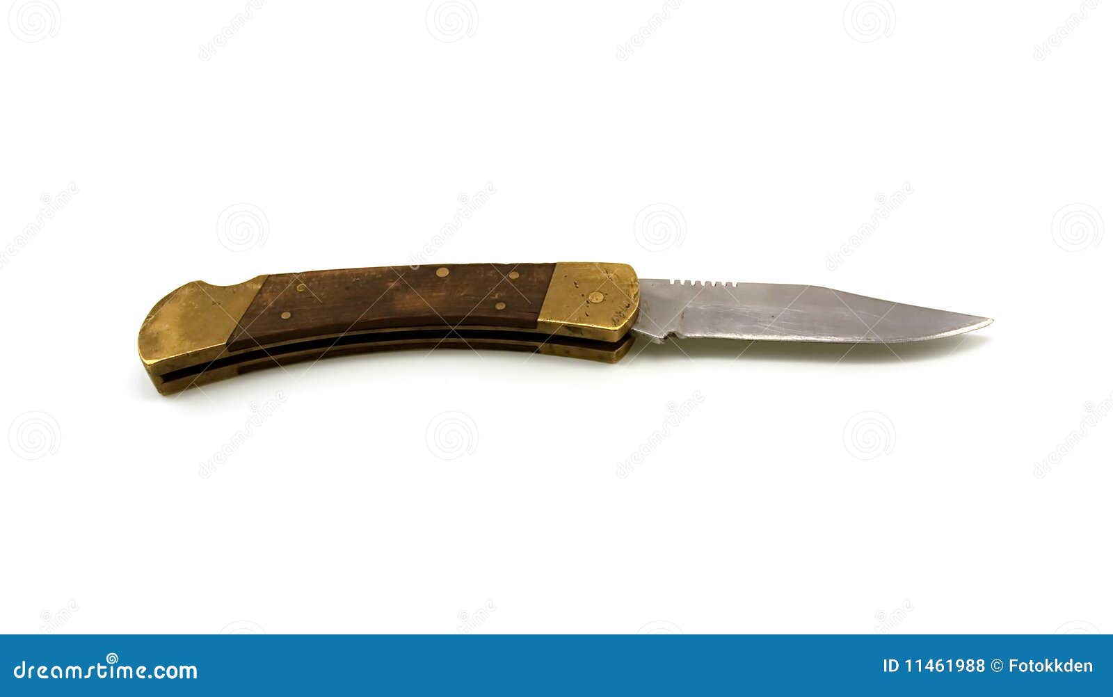 Le Canif Ouvert Avec Le Traitement En Bois Photo stock - Image du ...