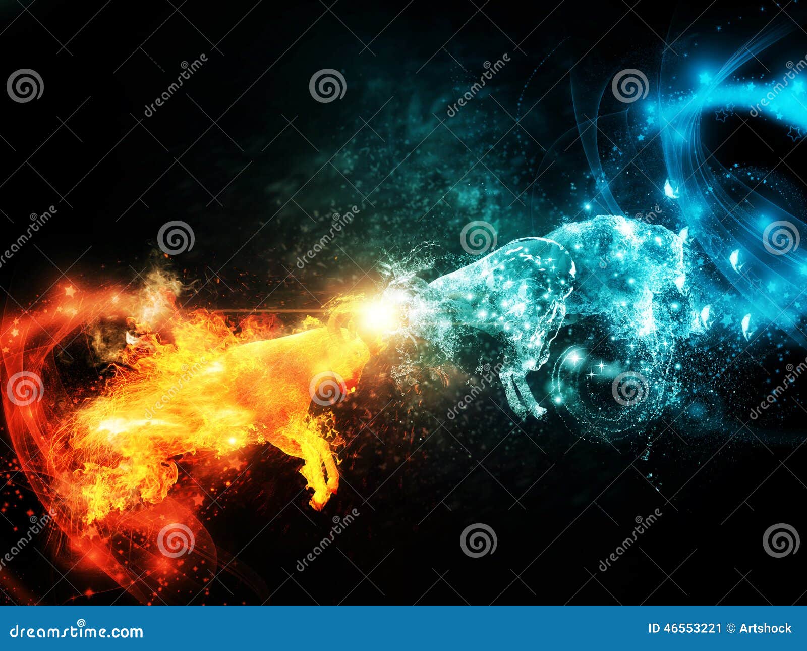 Le Capre Dell'acqua E Del Fuoco Si Scontrano Illustrazione di Stock ...