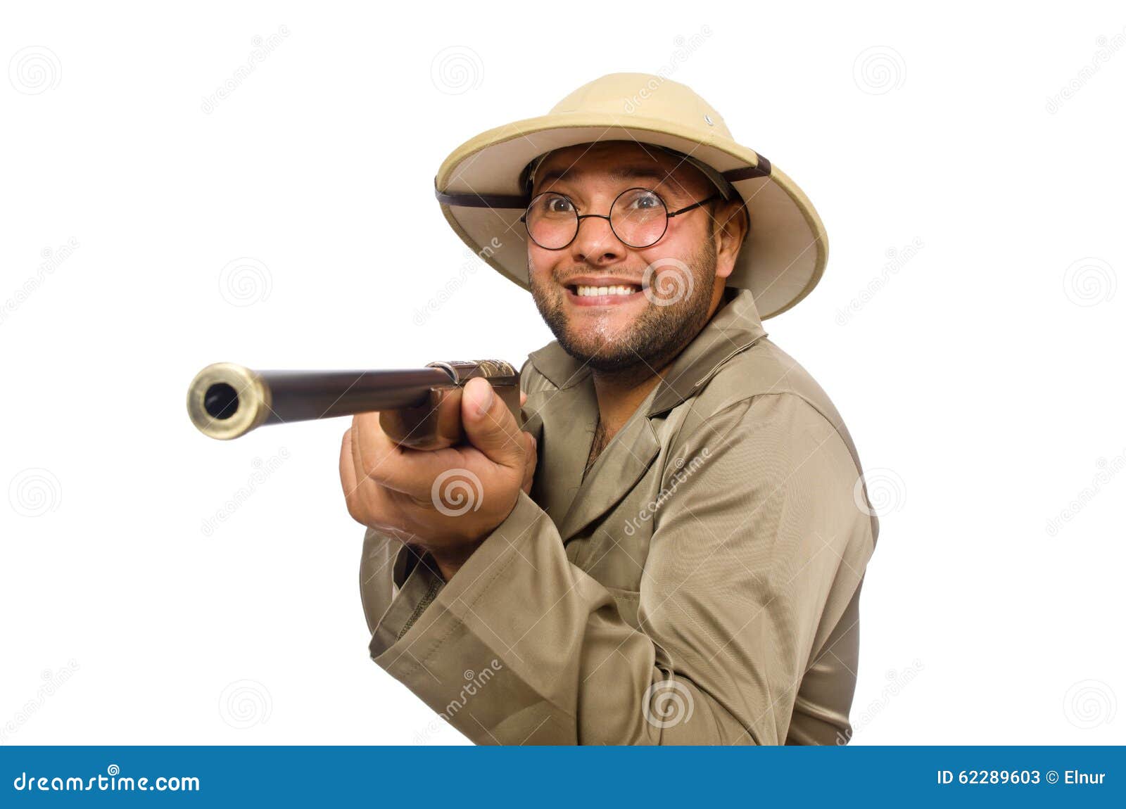 Le Chasseur De Safari D'isolement Sur Le Blanc Image stock - Image du ...
