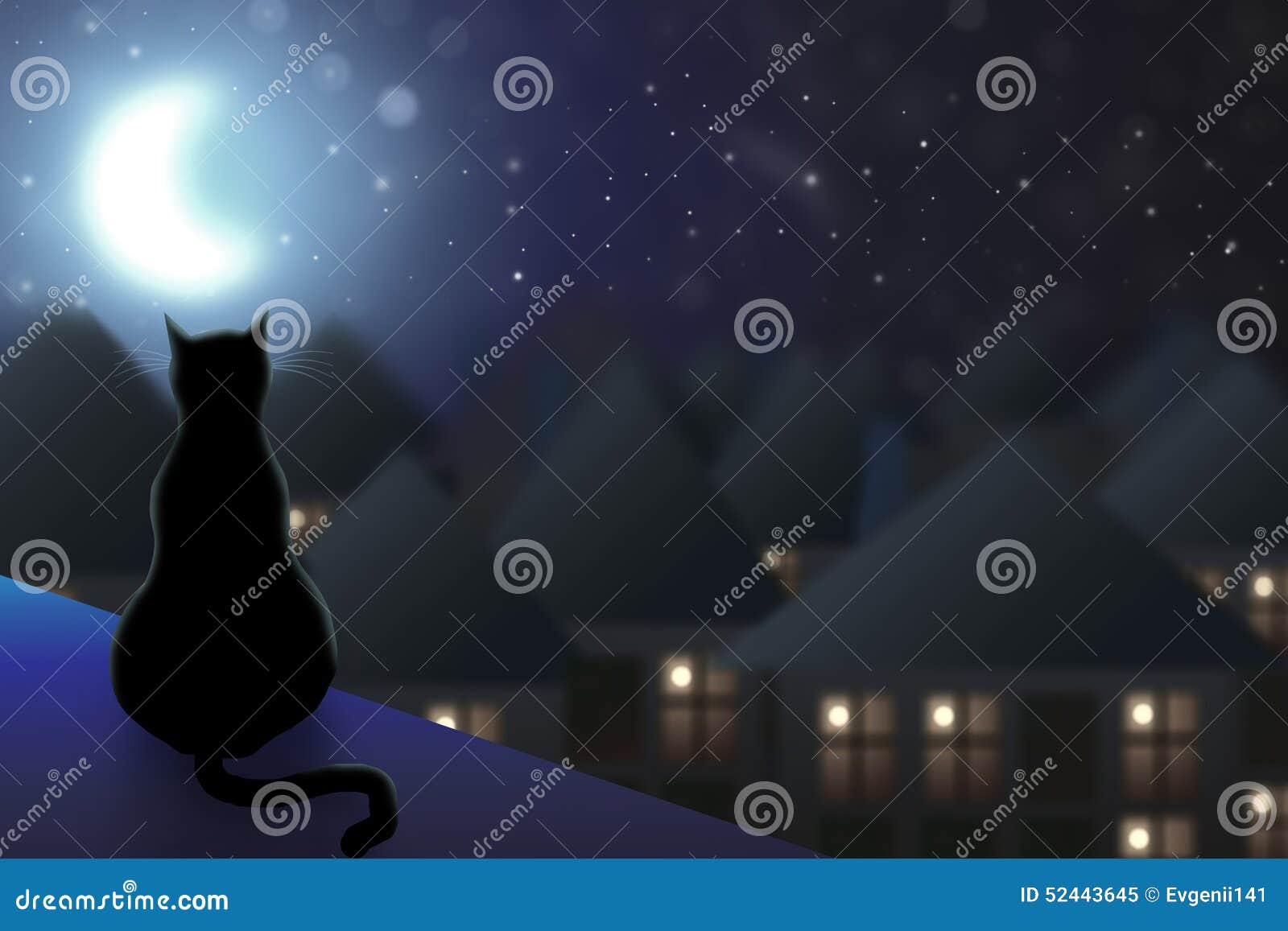 Le Chat Se Repose Sur Le Toit Illustration Stock - Illustration du ...