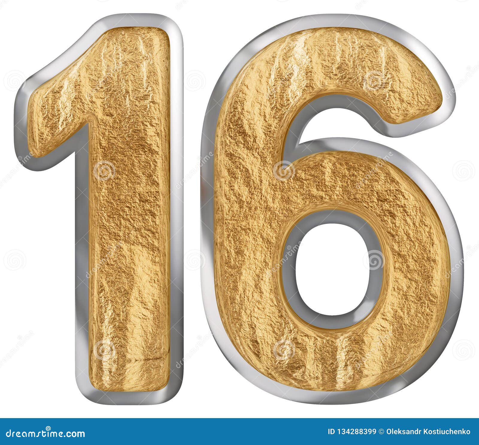 Le Chiffre 16, Seize, D'isolement Sur Le Fond Blanc, 3d Rendent ...