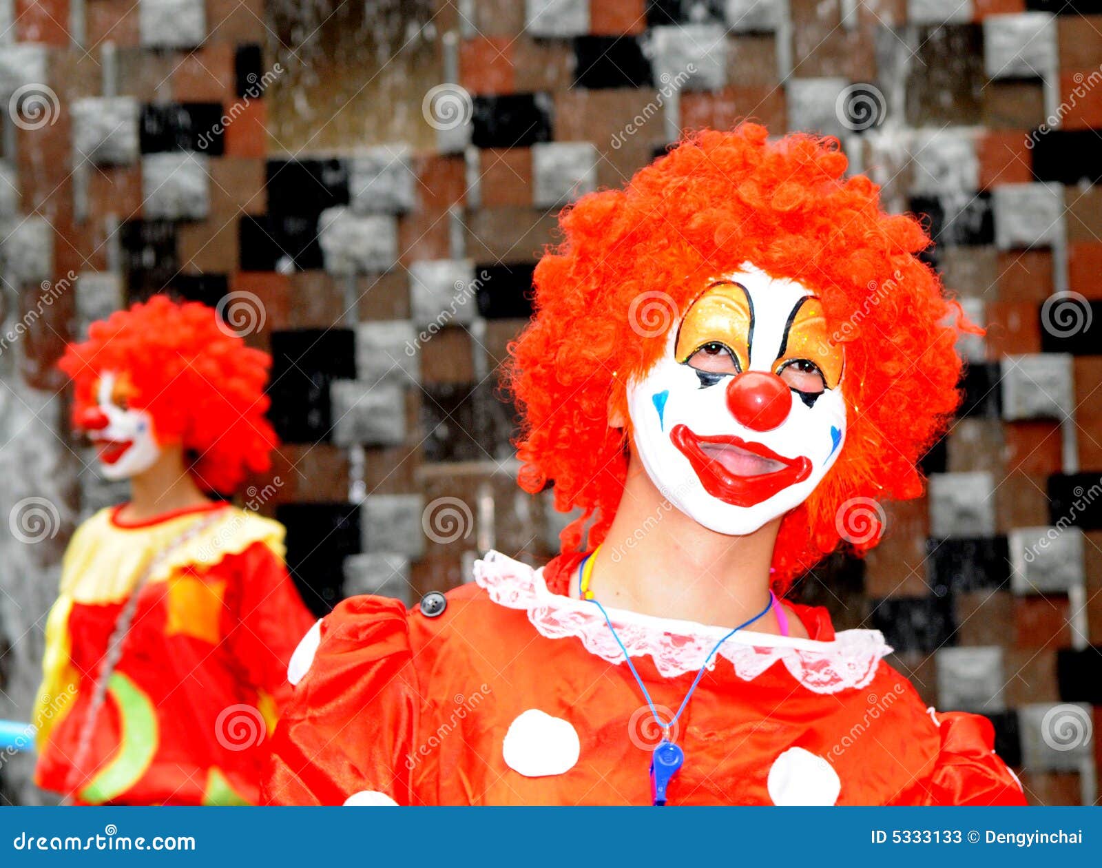 Le Clown Avec Le Cheveu Rouge Image stock - Image du femme, amusement ...
