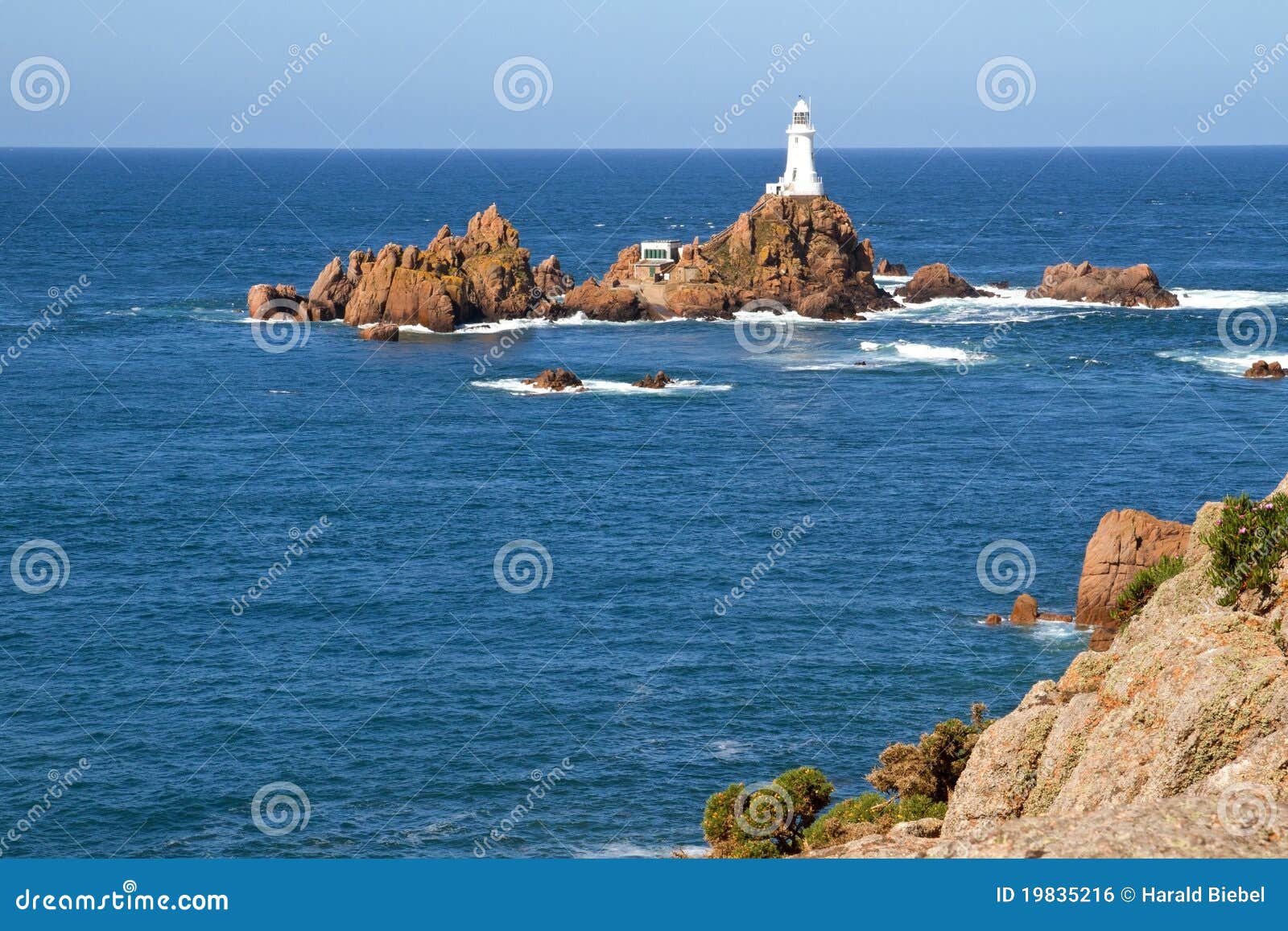 Le Corbiere Lighthouse, Jersey, UK Stock Photo - Image of rock, tower: 19835216