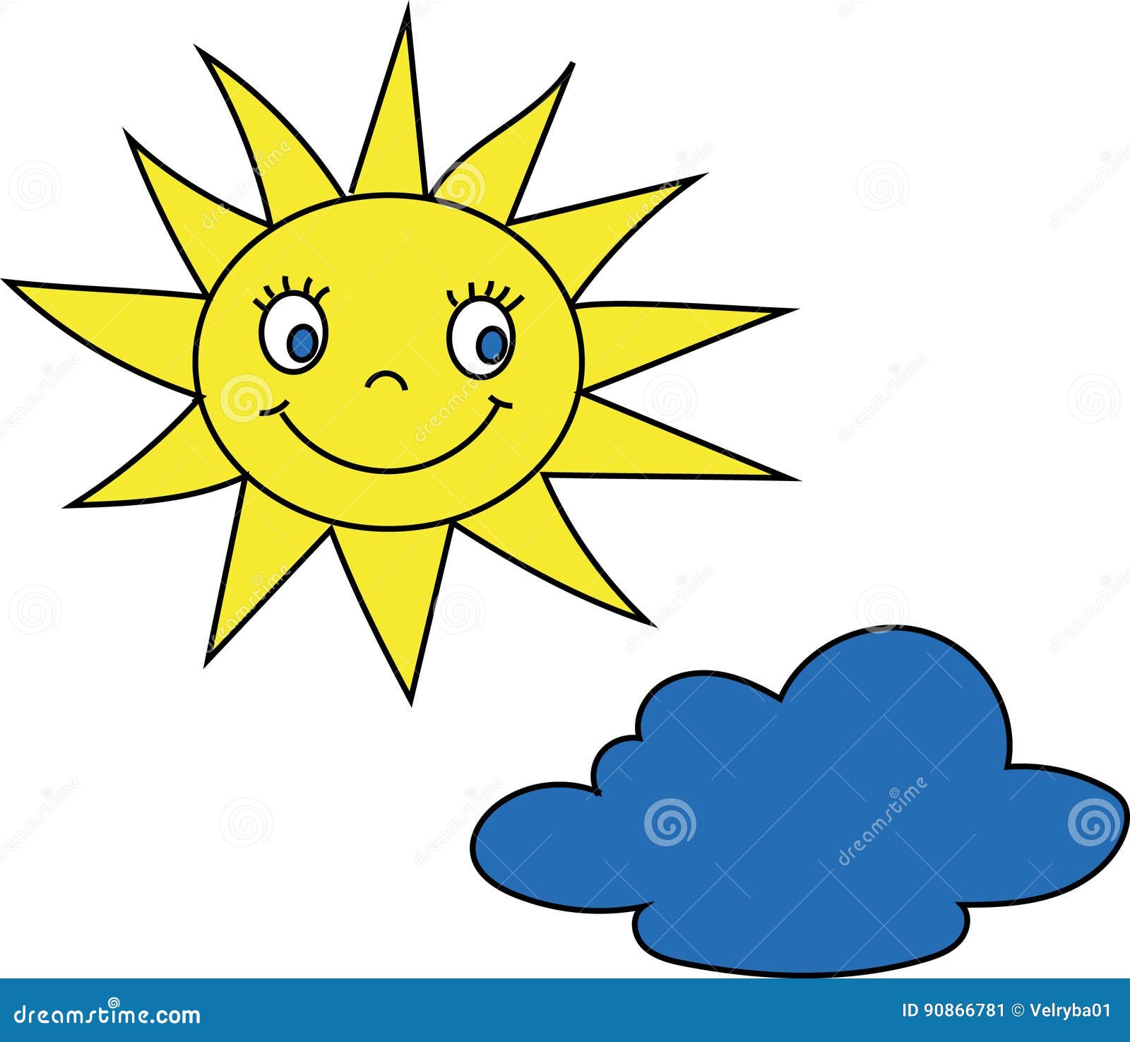 Le Det Soltecknade Filmen Och Molnet Vektor Illustrationer ...