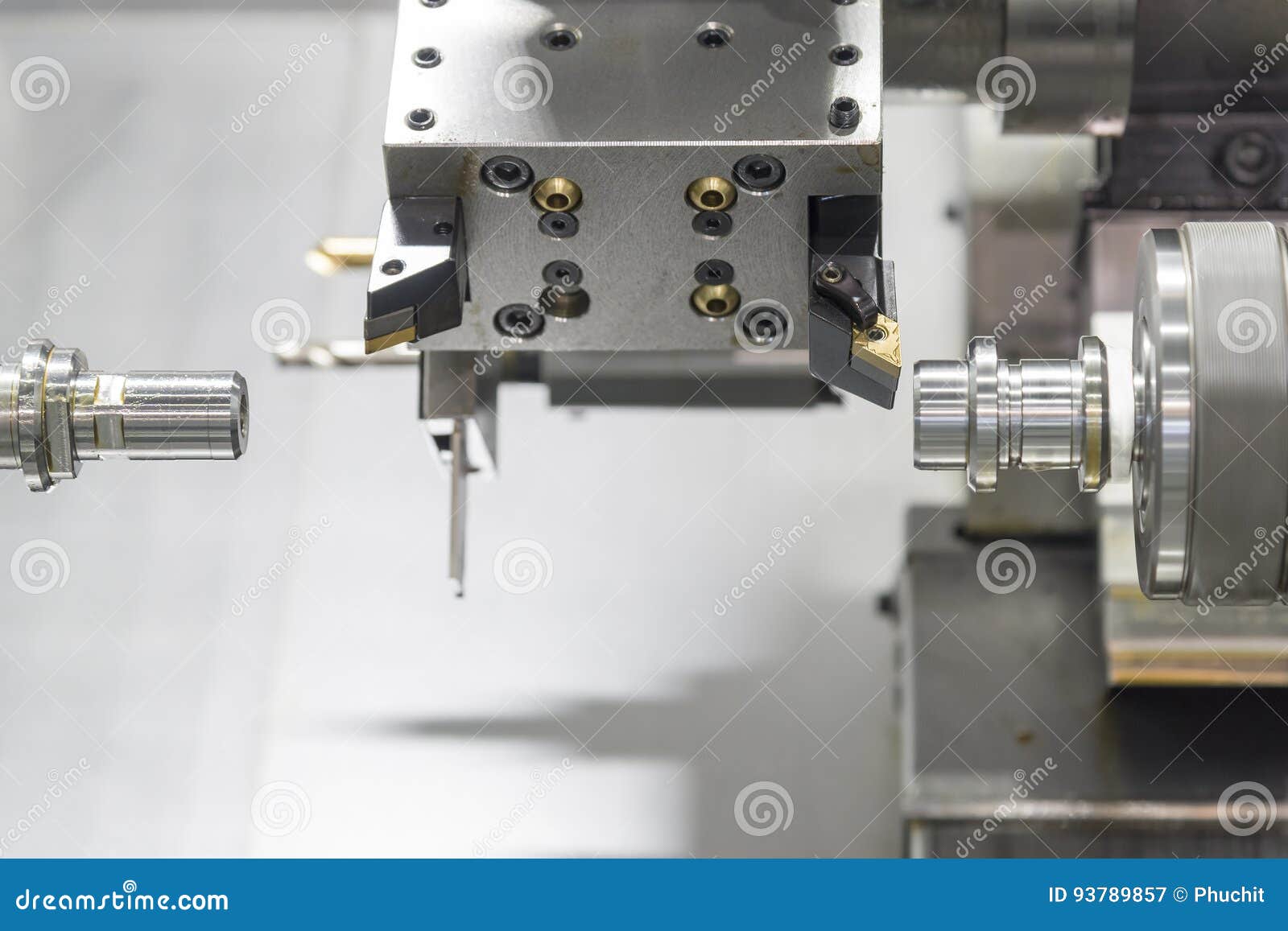 Le Double Type D'axe De Machine De Tour De Commande Numérique Par ...
