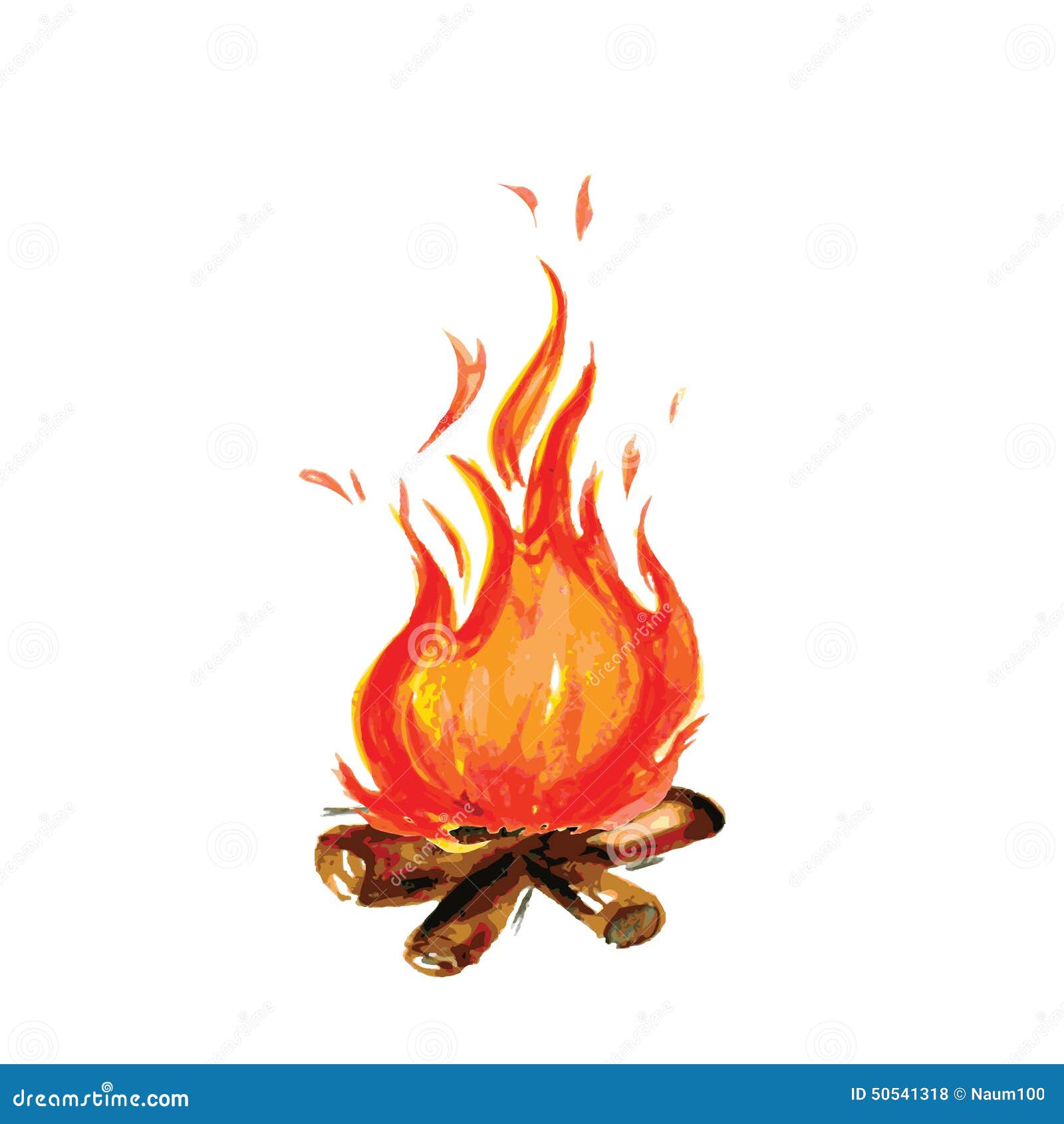 Le Feu Peint Dans Le Style D'aquarelle Illustration de Vecteur ...