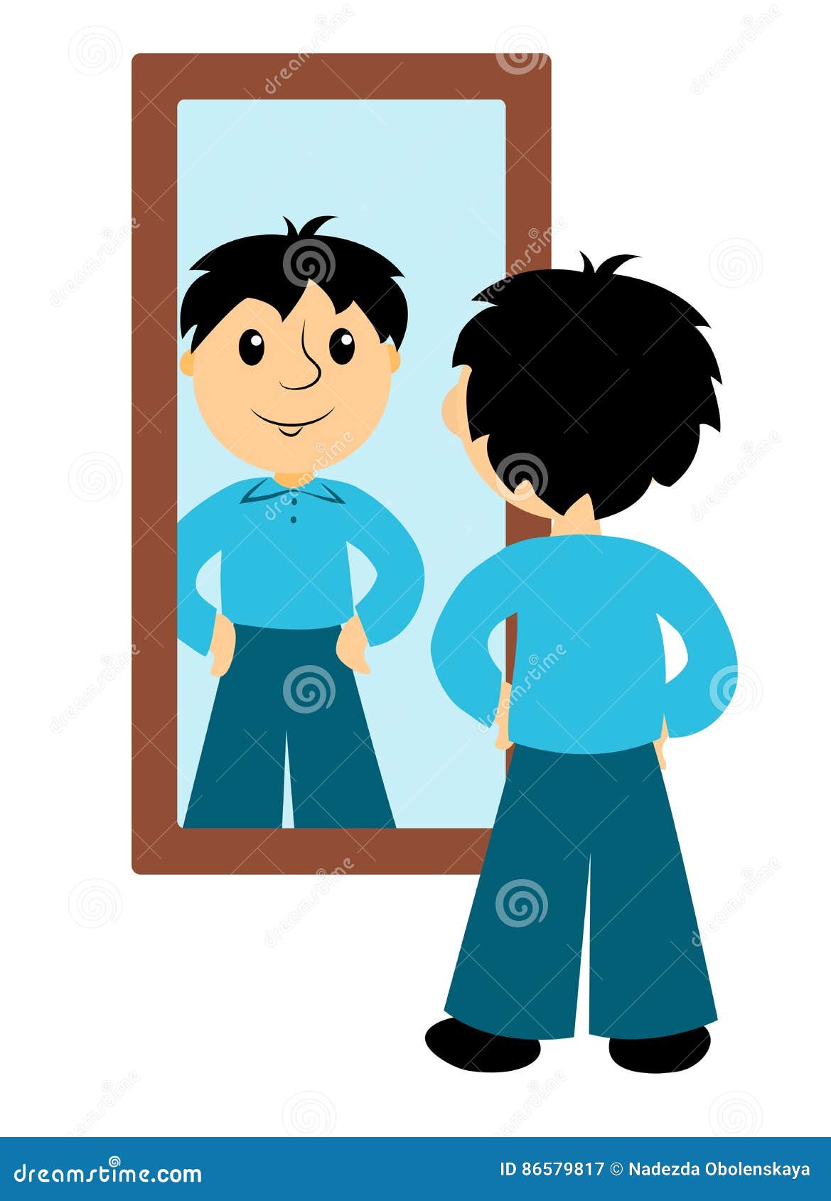 Le Garçon Regarde Dans Un Miroir Illustration de Vecteur - Illustration ...