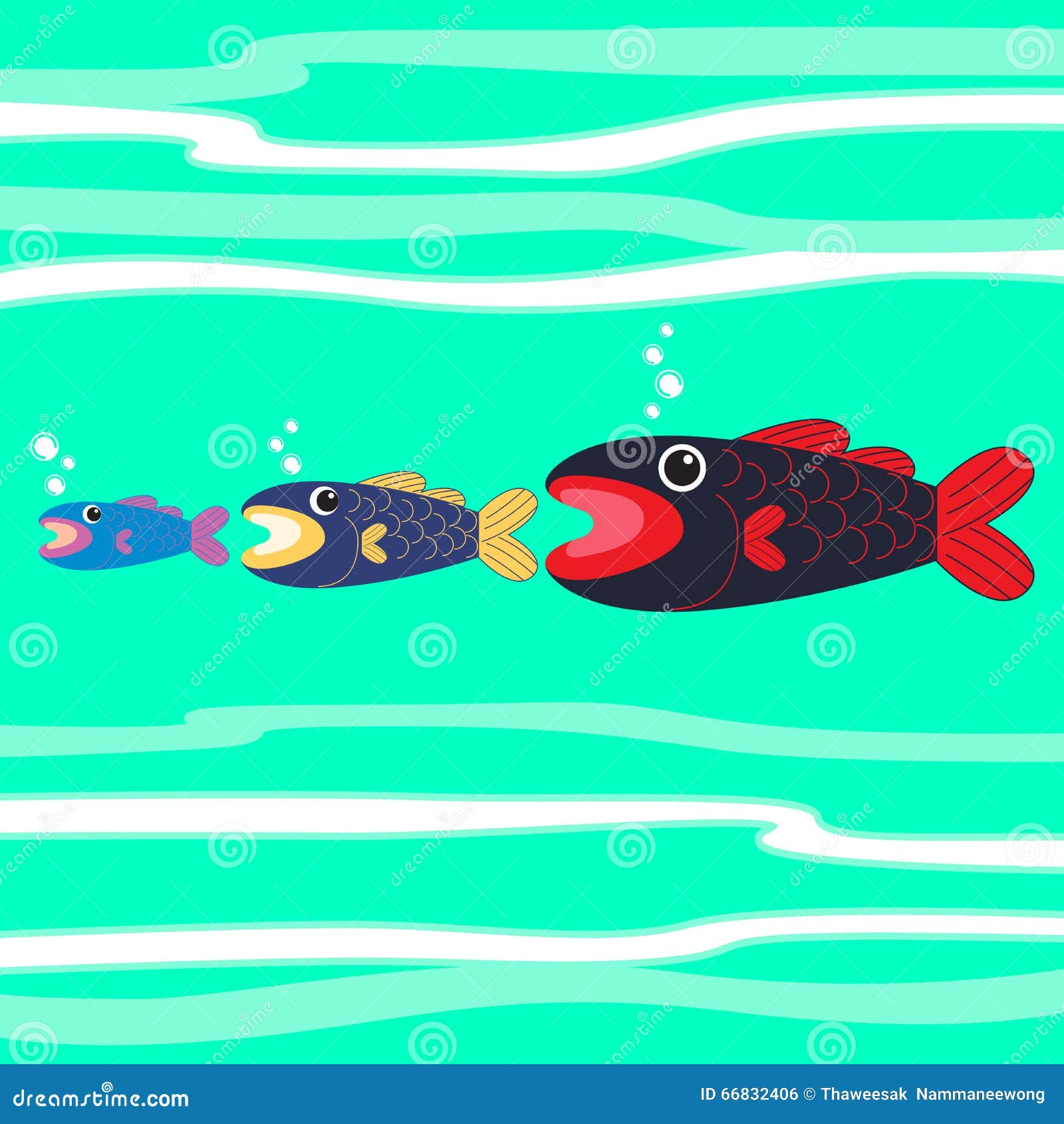 Le Grand Poisson Mange De Petits Poissons Illustration de Vecteur ...