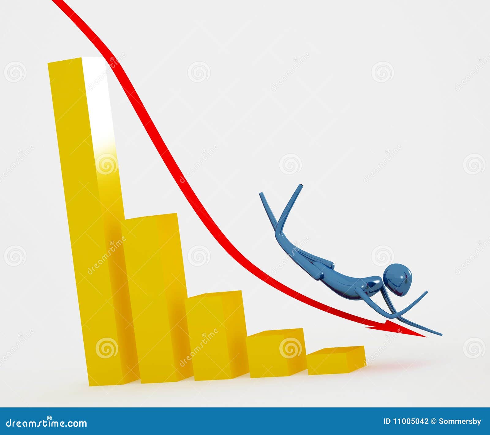 Le graphique descendant illustration stock. Illustration du trois ...