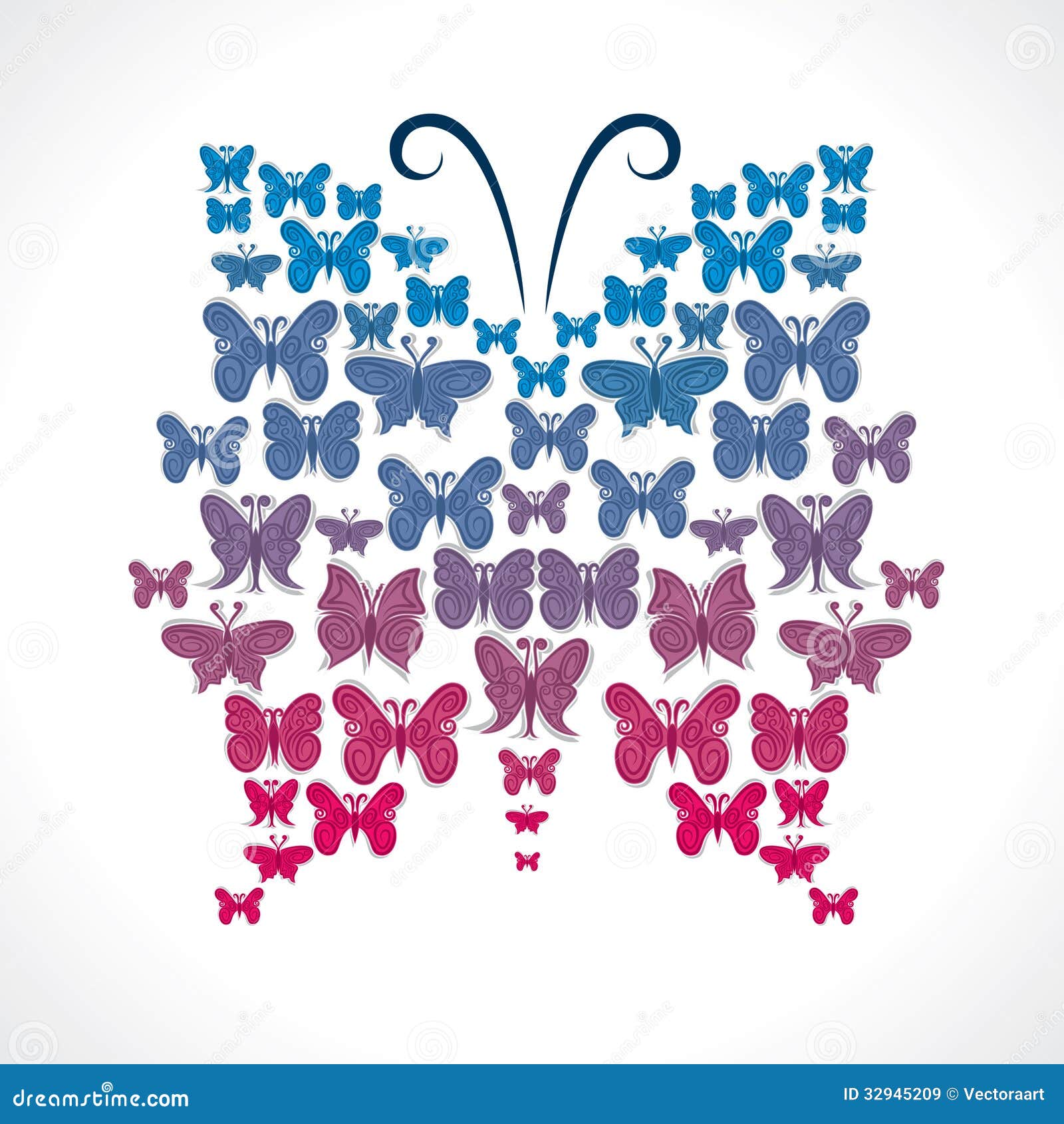 Le Groupe Du Papillon Font La Grande Forme De Papillon Illustration de ...