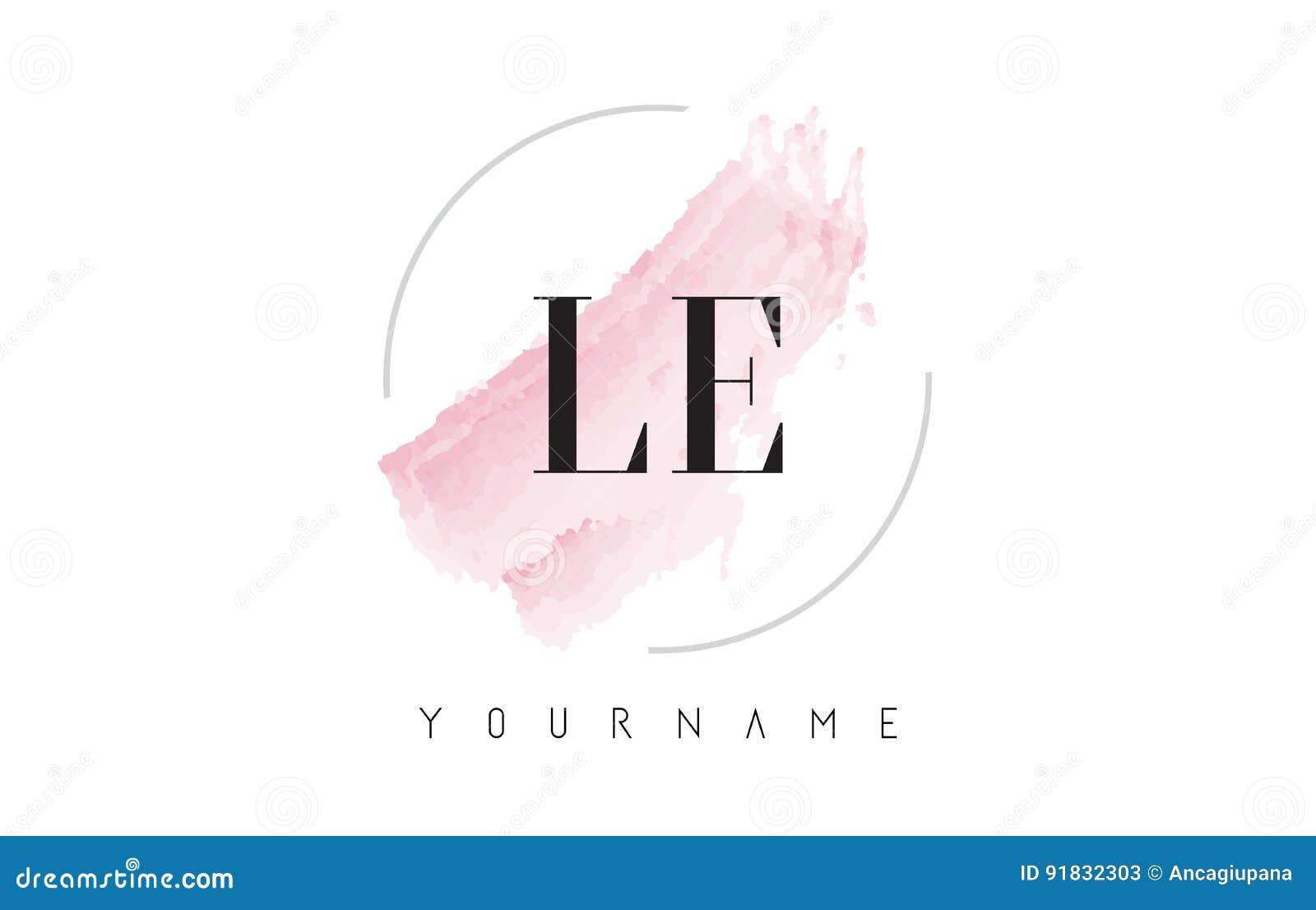 LE L E Watercolor Letter Logo Design with Circular Brush Pattern Stock ...