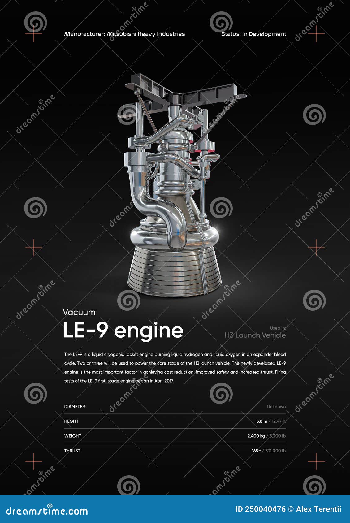 LE-9 Rocket Engine 3D Illustration Poster Stock Illustration ...
