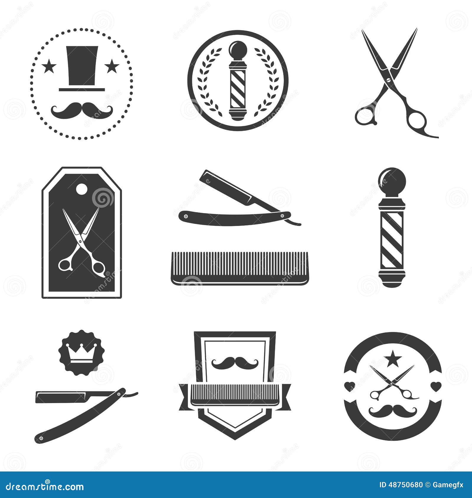 Le Logo De Salon De Coiffure Labels Badges Le Vintage Illustration De