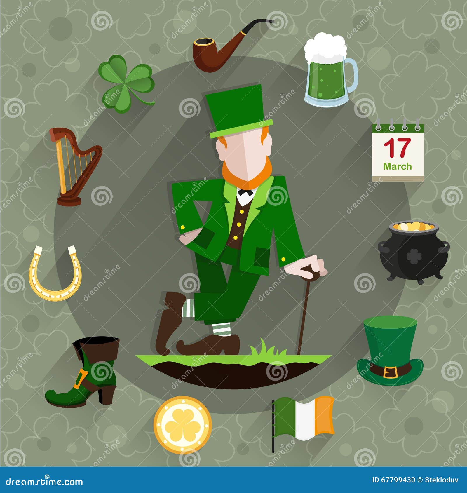 Le Lutin Se Penche Sur Une Canne Illustration de Vecteur - Illustration ...