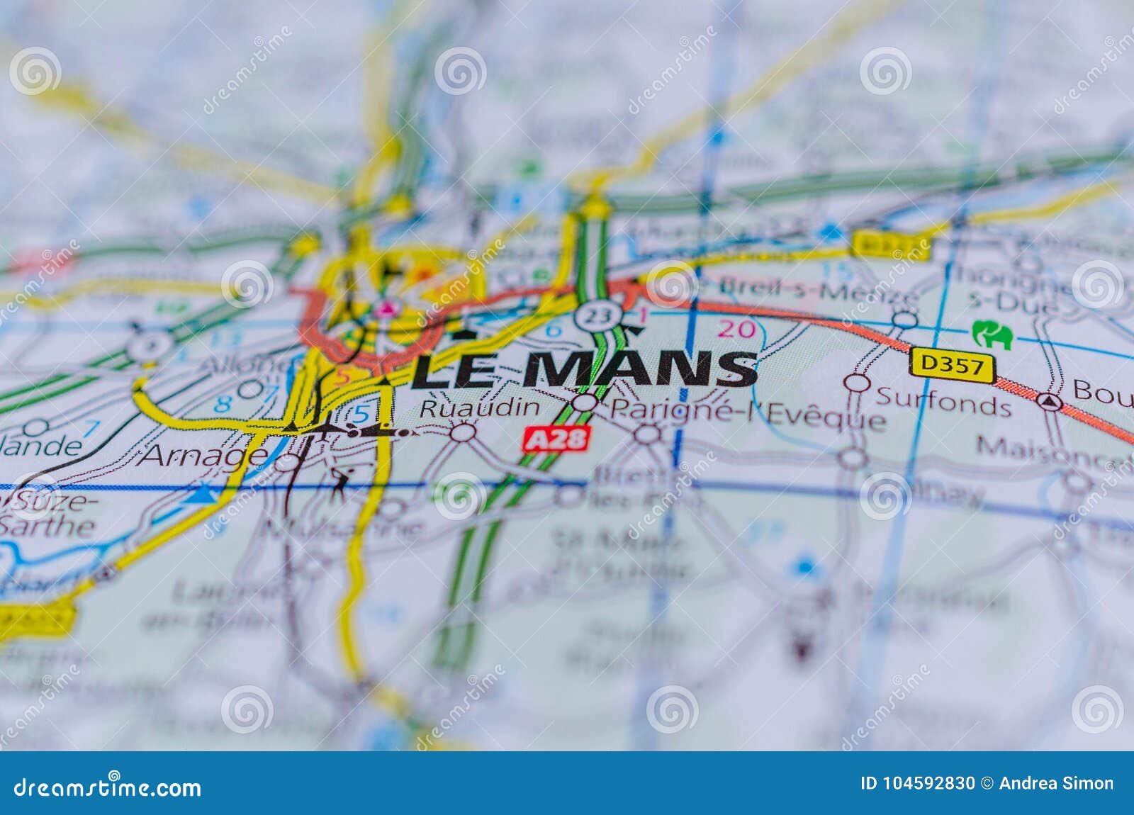 Le Mans en mapa foto de archivo. Imagen de pista, euro - 104592830