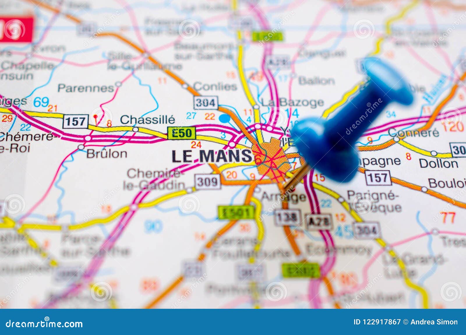 Le Mans en mapa imagen de archivo. Imagen de contacto - 122917867