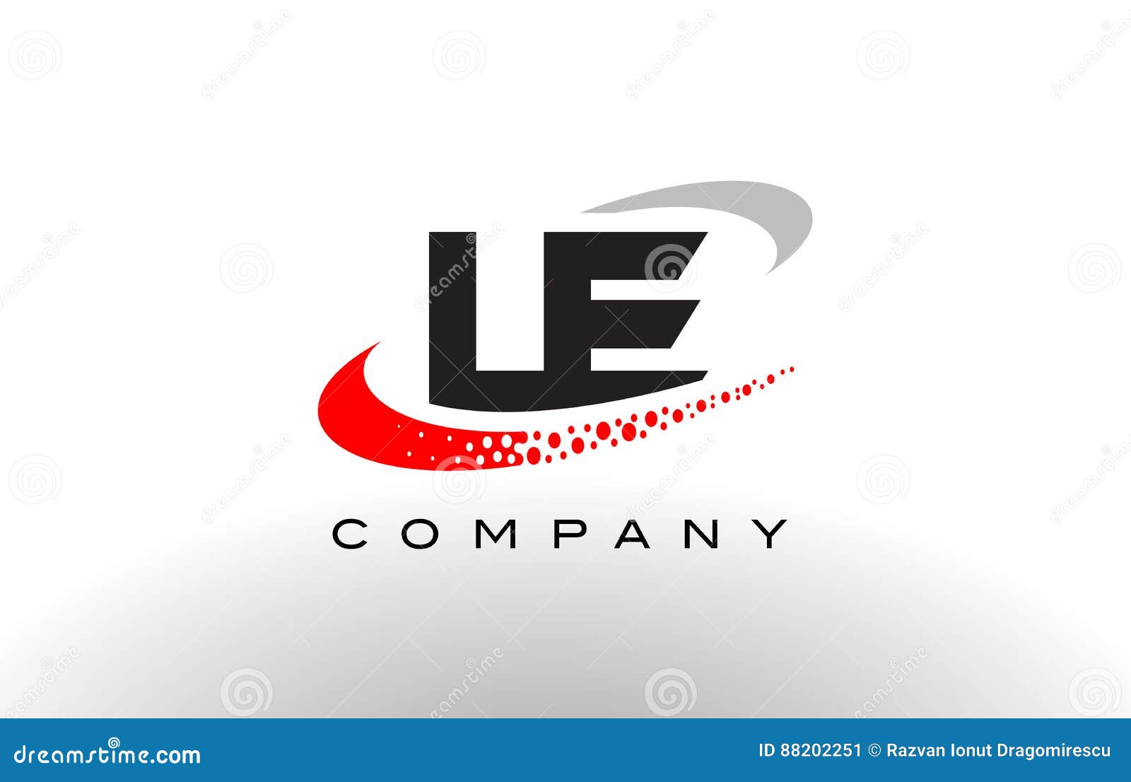 LE Modern Letter Logo Design with Red Dotted Swoosh Stock Vector ...
