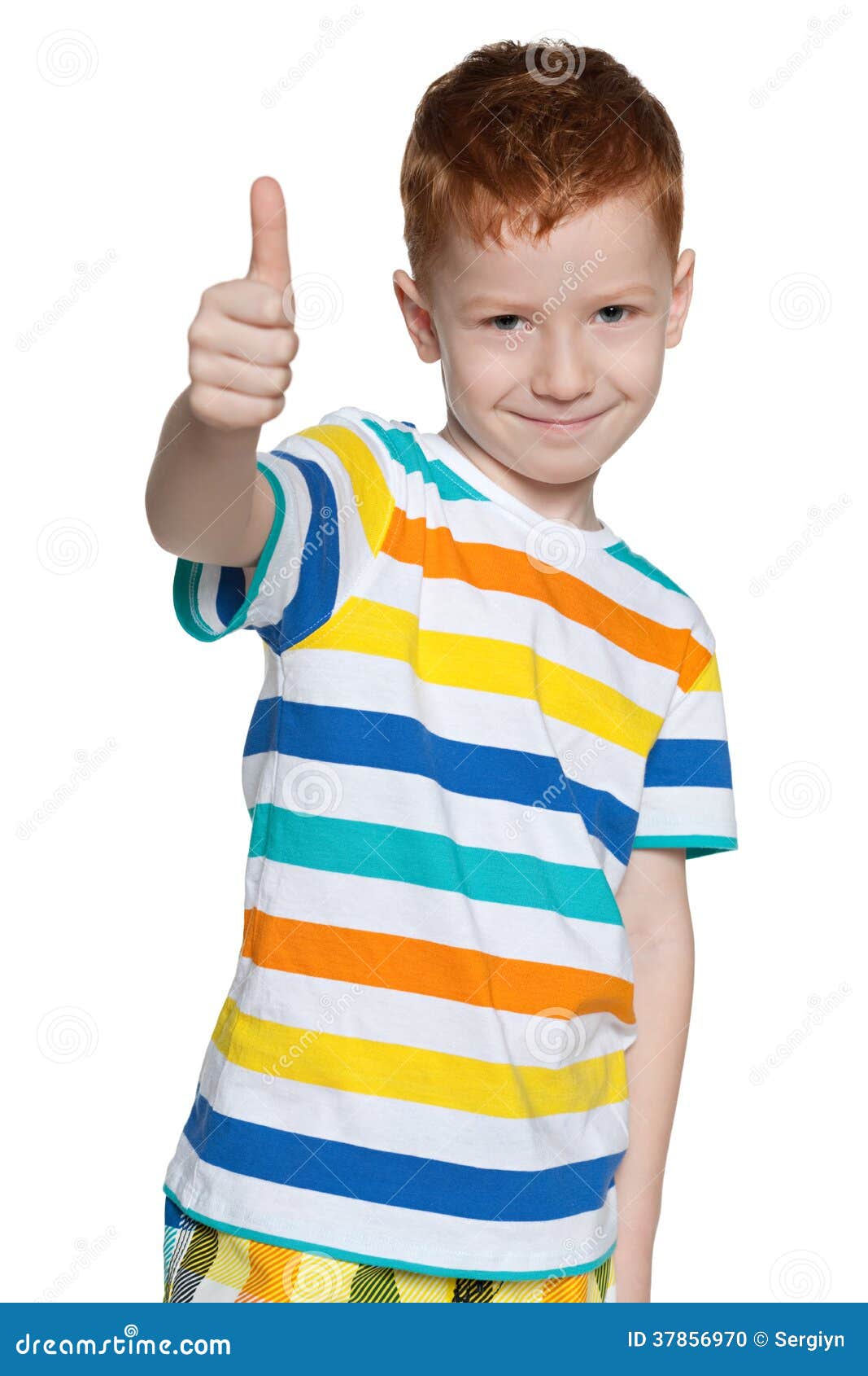 Le Petit Garçon Roux Tient Son Pouce Photo stock - Image du isolement ...