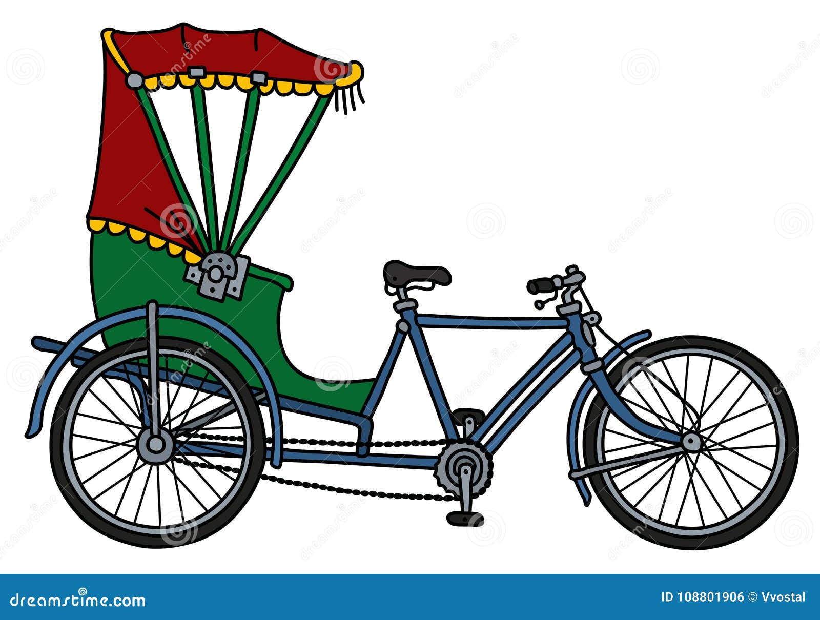 Le Pousse-pousse De Cycle Classique Illustration de Vecteur ...