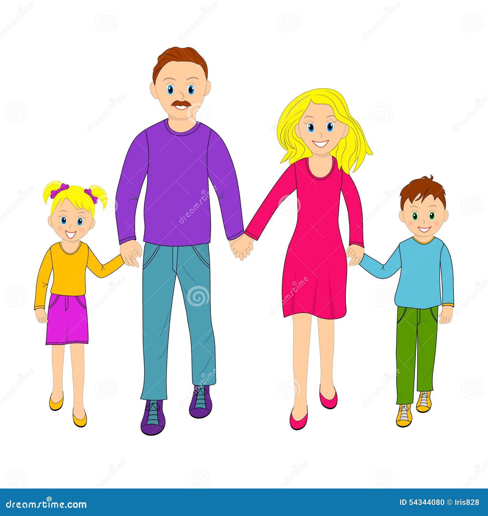 Le Père La Mère Le Fils Et La Fille Heureux De Famille Vont Ensemble