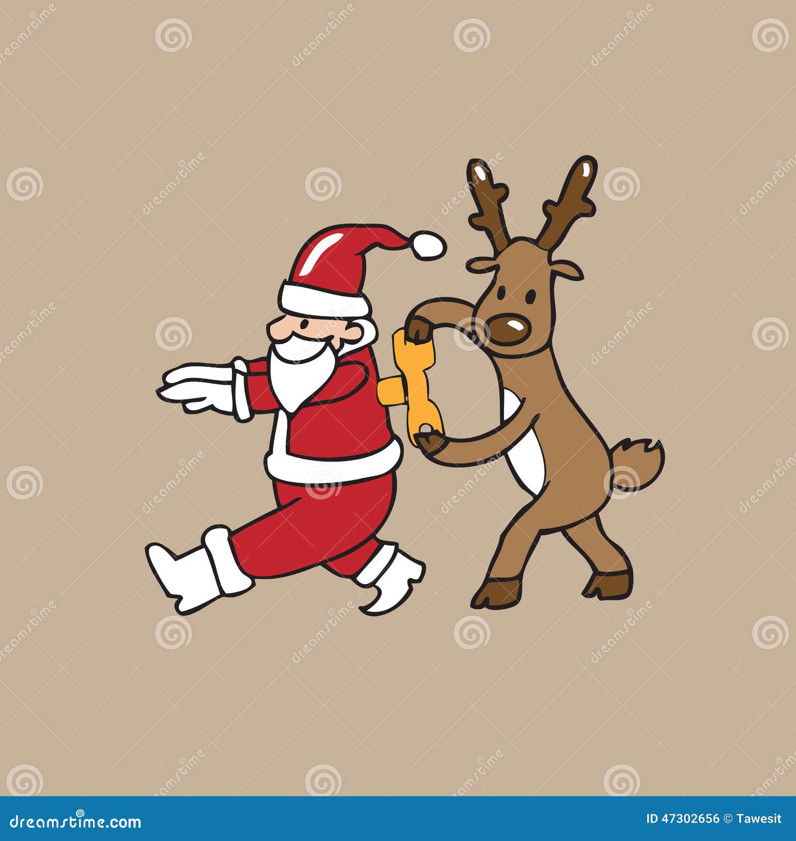 Le renne enroule Santa illustration de vecteur. Illustration of blanc ...